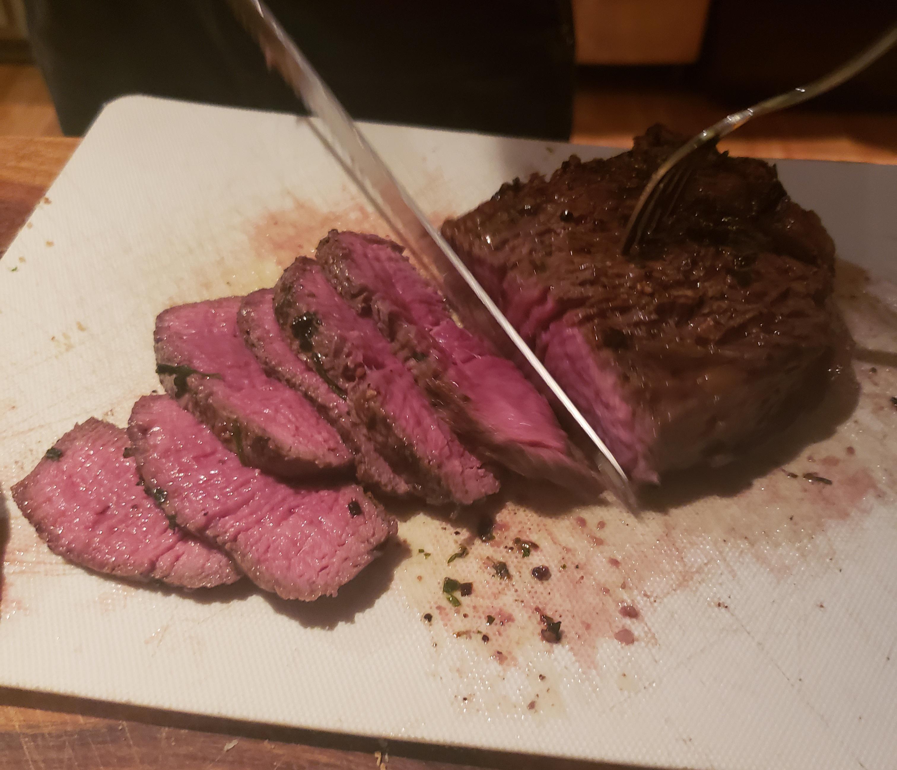 Perfectly cooked medium rare cast iron filets!! | Scrolller