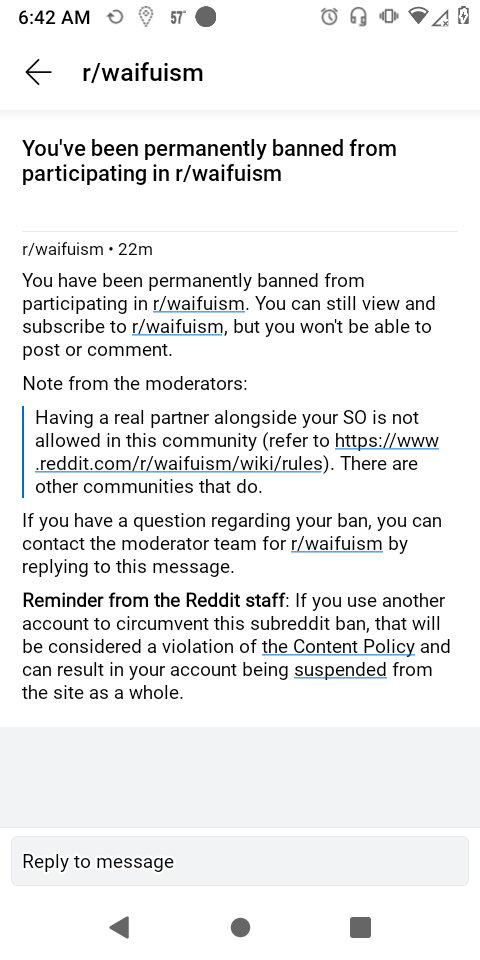 Person permabanned for having a real girlfriend on a neckbeard sub | Scrolller