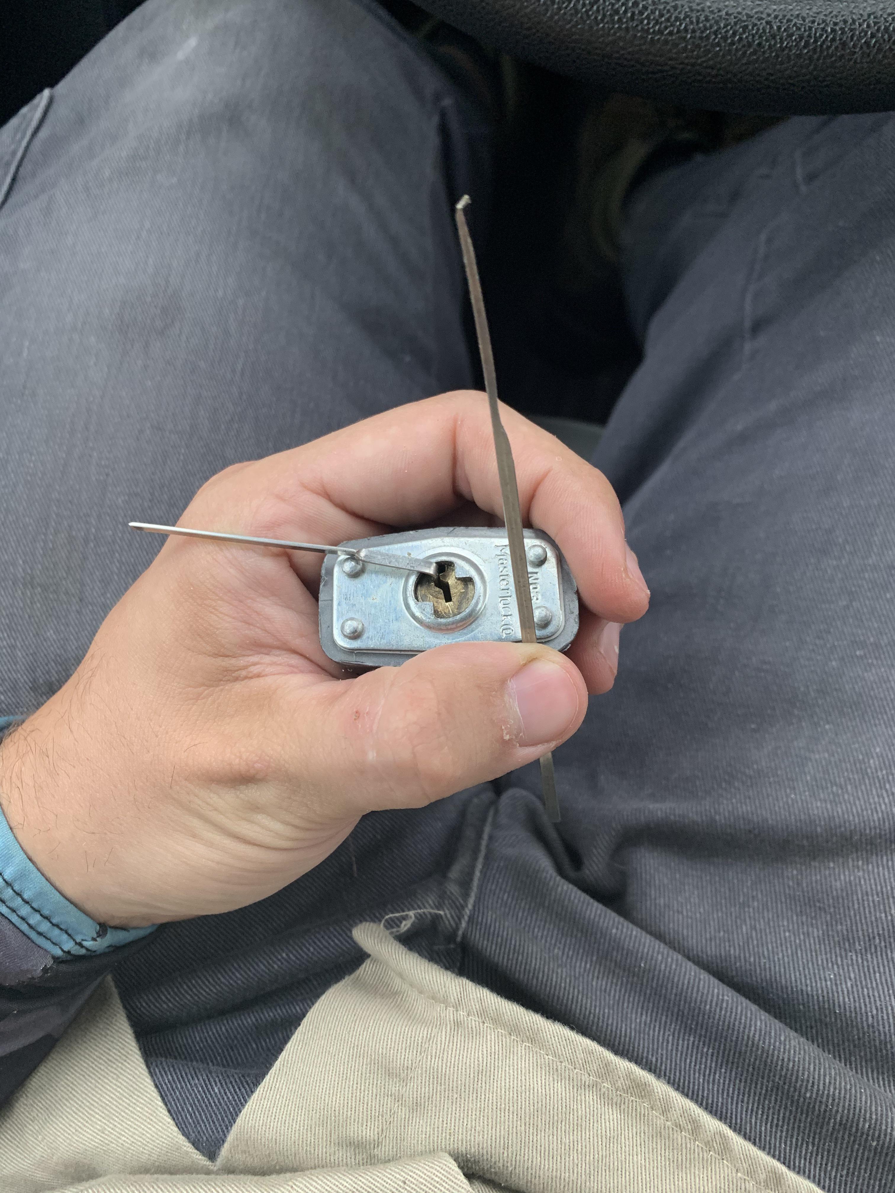 Picked my first lock! Can’t wait to have real picks instead of filed down windshield wiper ...