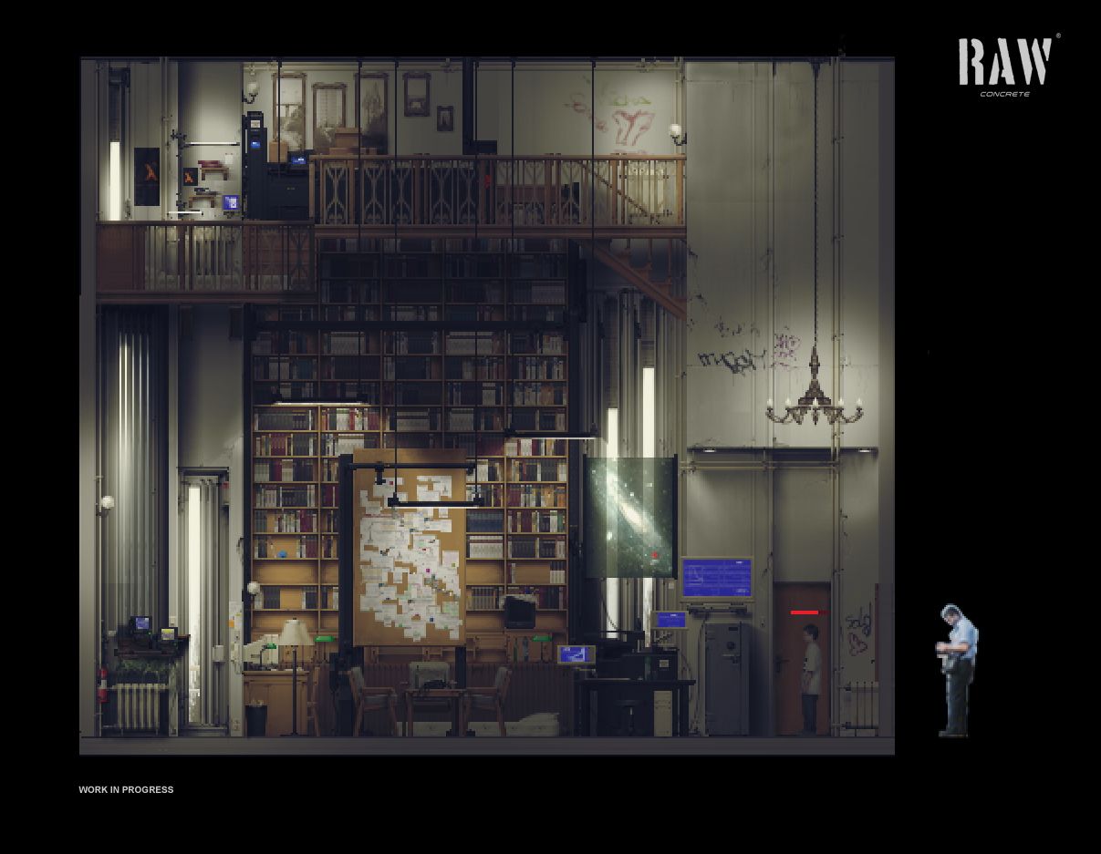 Pixelated Photorealism | 2D Brutalist Library (very high in detail) | Scrolller