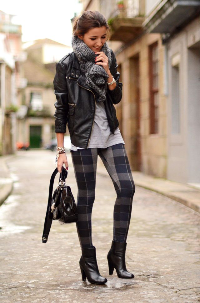 Plaid leggings and leather | Scrolller