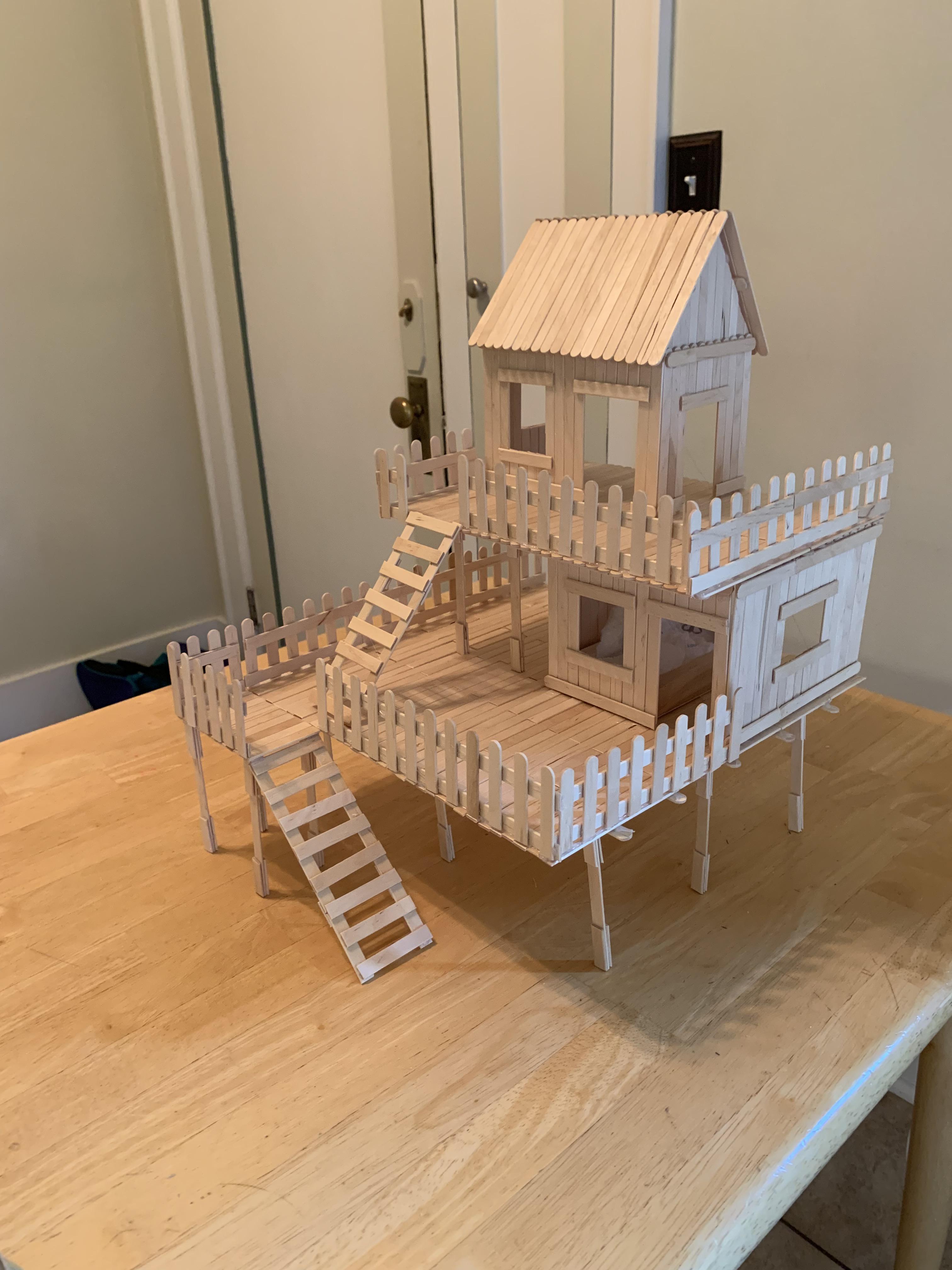 Popsicle stick mouse house — just finished building this for Opal and Sybil 🐭 | Scrolller