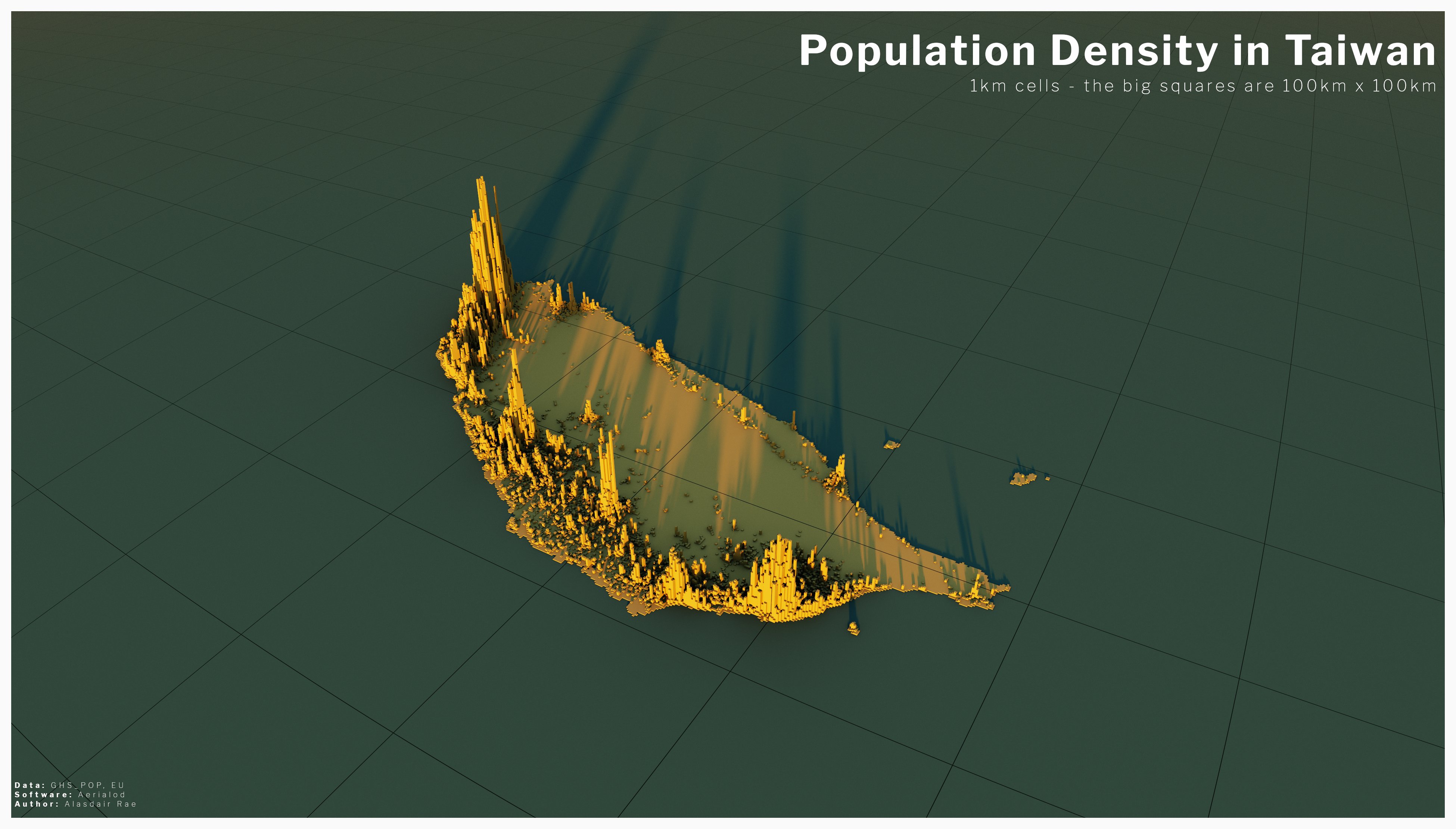 Population density in Taiwan [map] | Scrolller