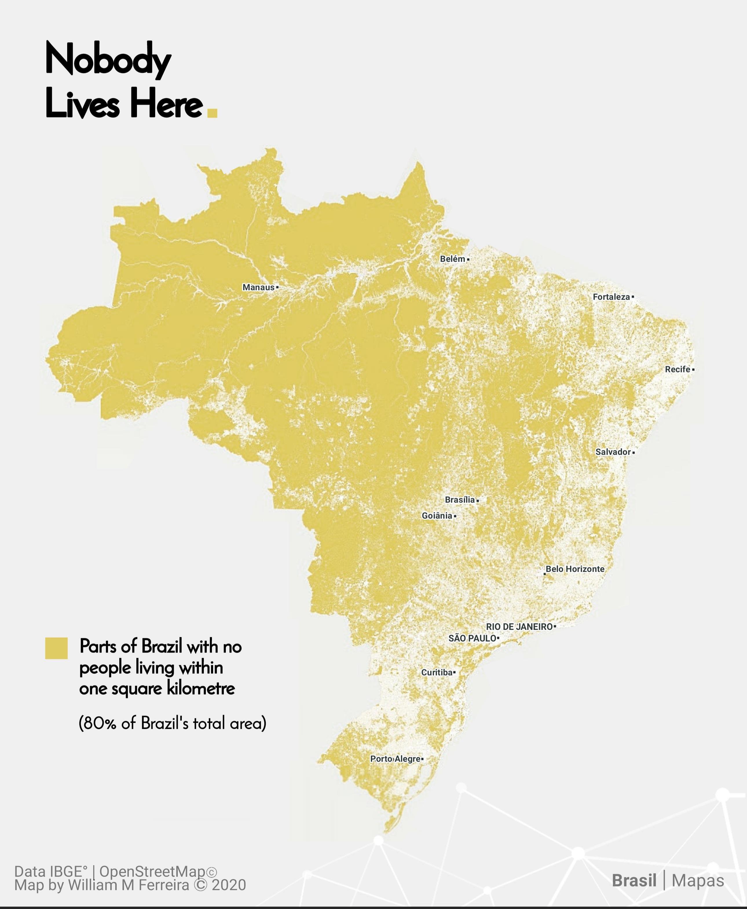Population density map of Brazil | Scrolller