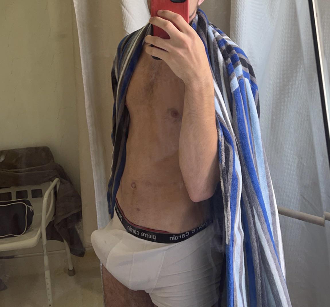 Pre shower bulge. | Scrolller