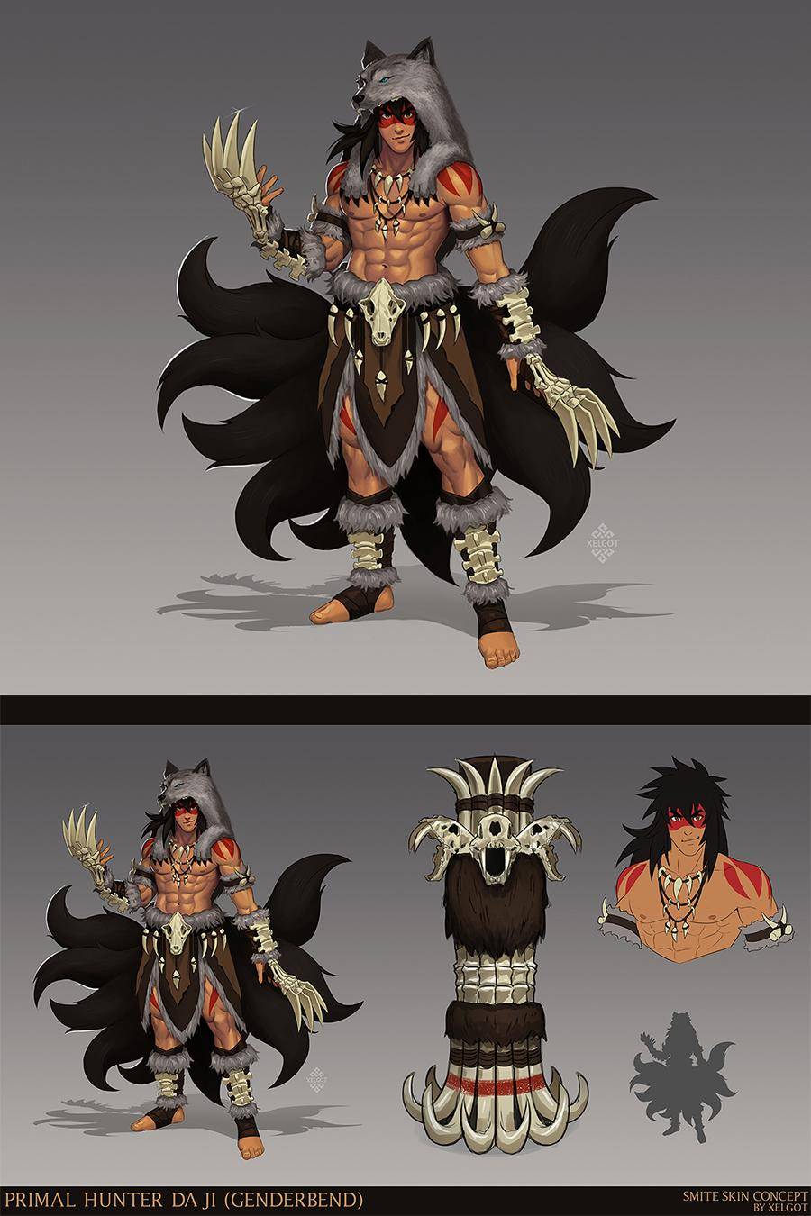 Primal Hunter Da Ji - skin concept (genderbend) | Scrolller