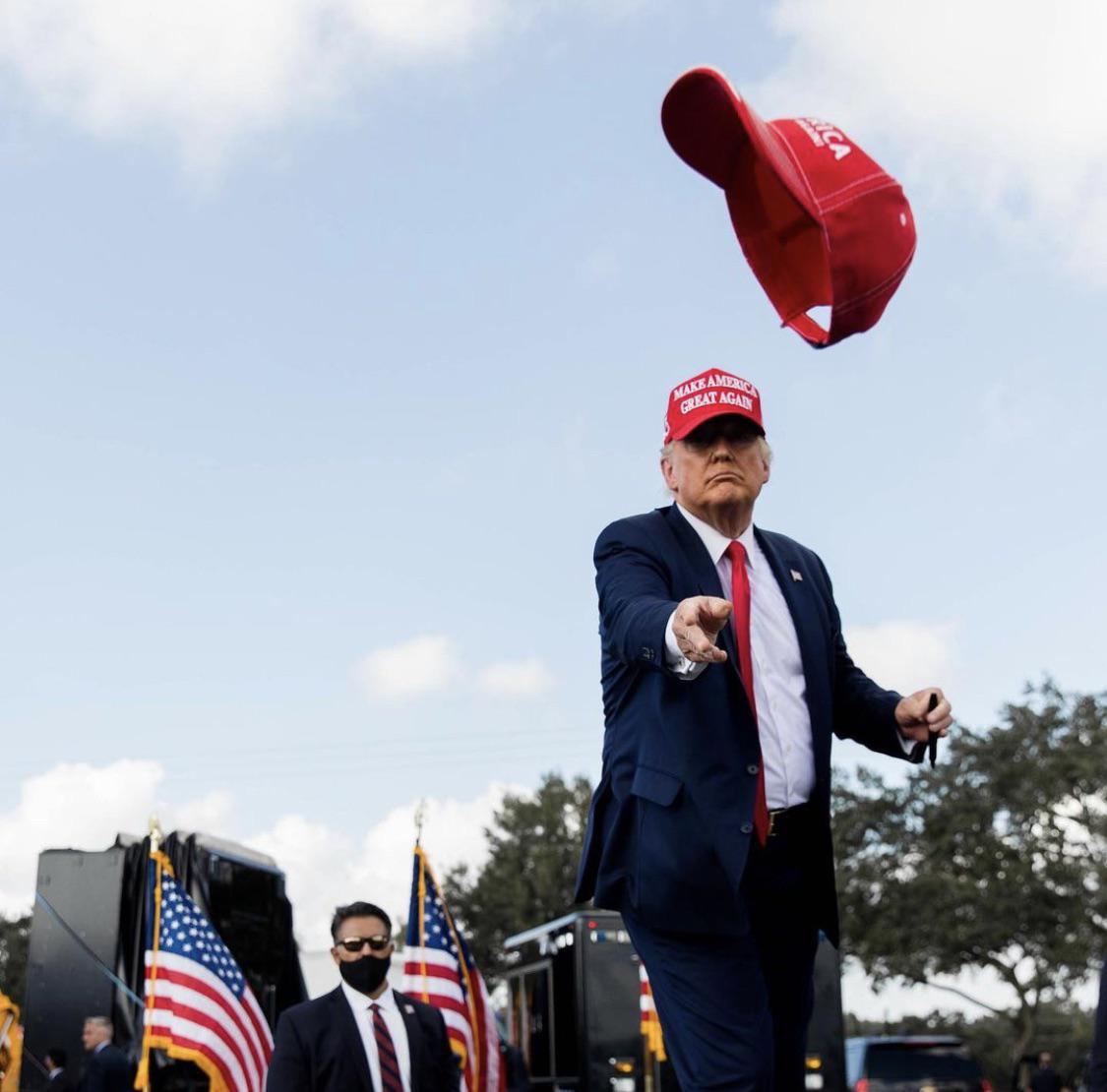 PsBattle: Donald Trump throwing a MAGA hat | Scrolller