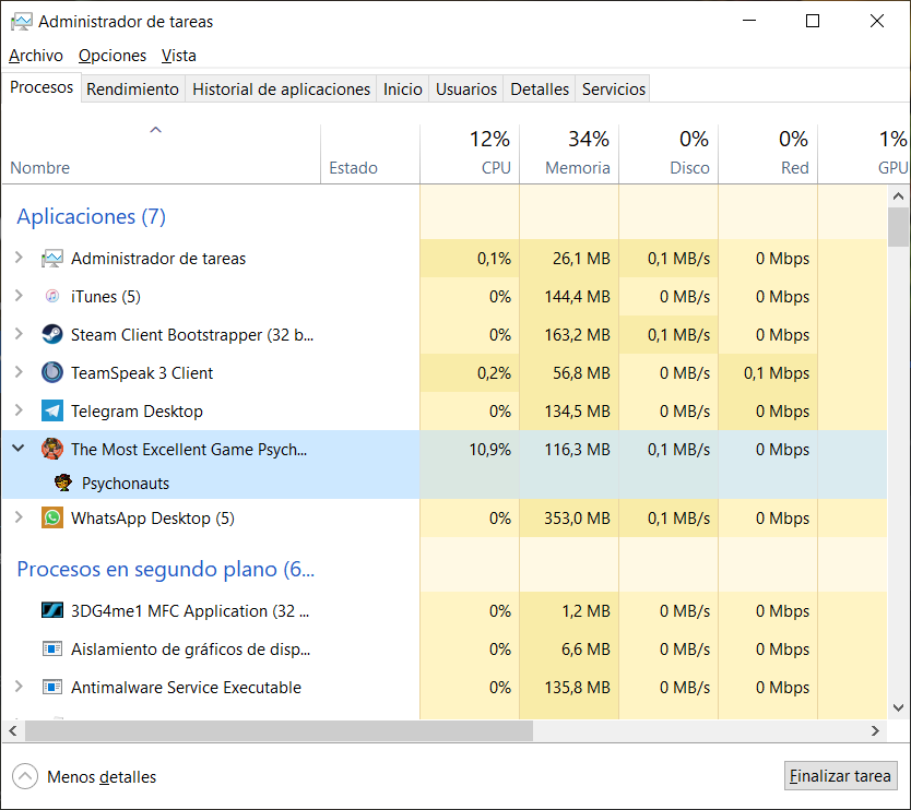 Psychonauts is labelled as "The Most Excellent Game Psychonauts" in the Task Manager | Scrolller
