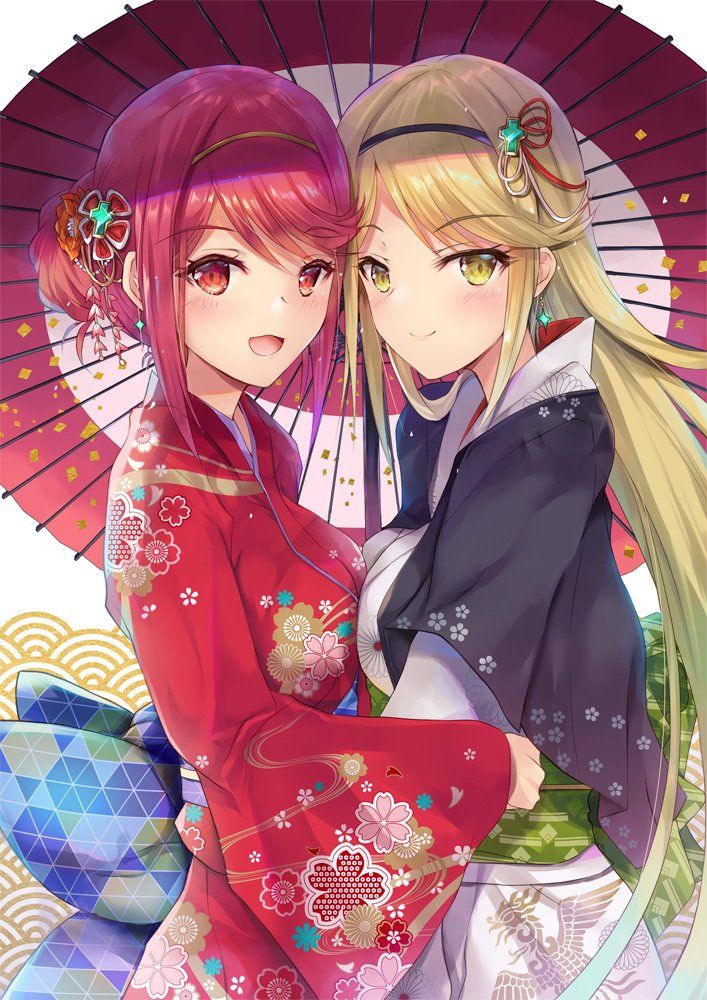 Pyra And Mythra In Kimonos Scrolller
