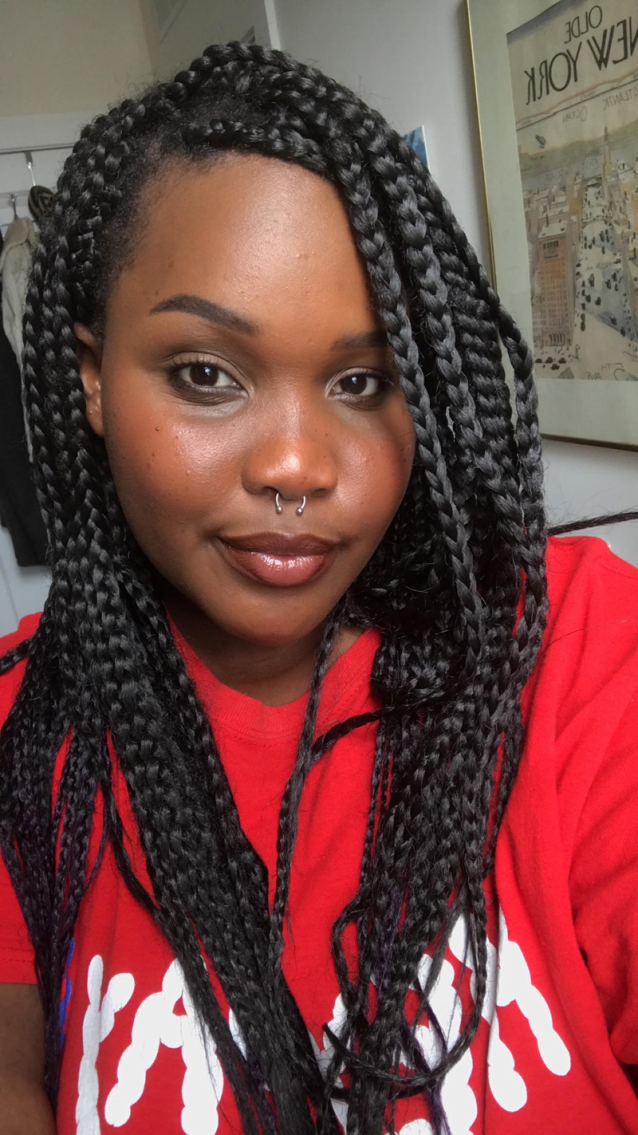 Quarantine got me doing my own box braids for the first time and I really like how they turned ...