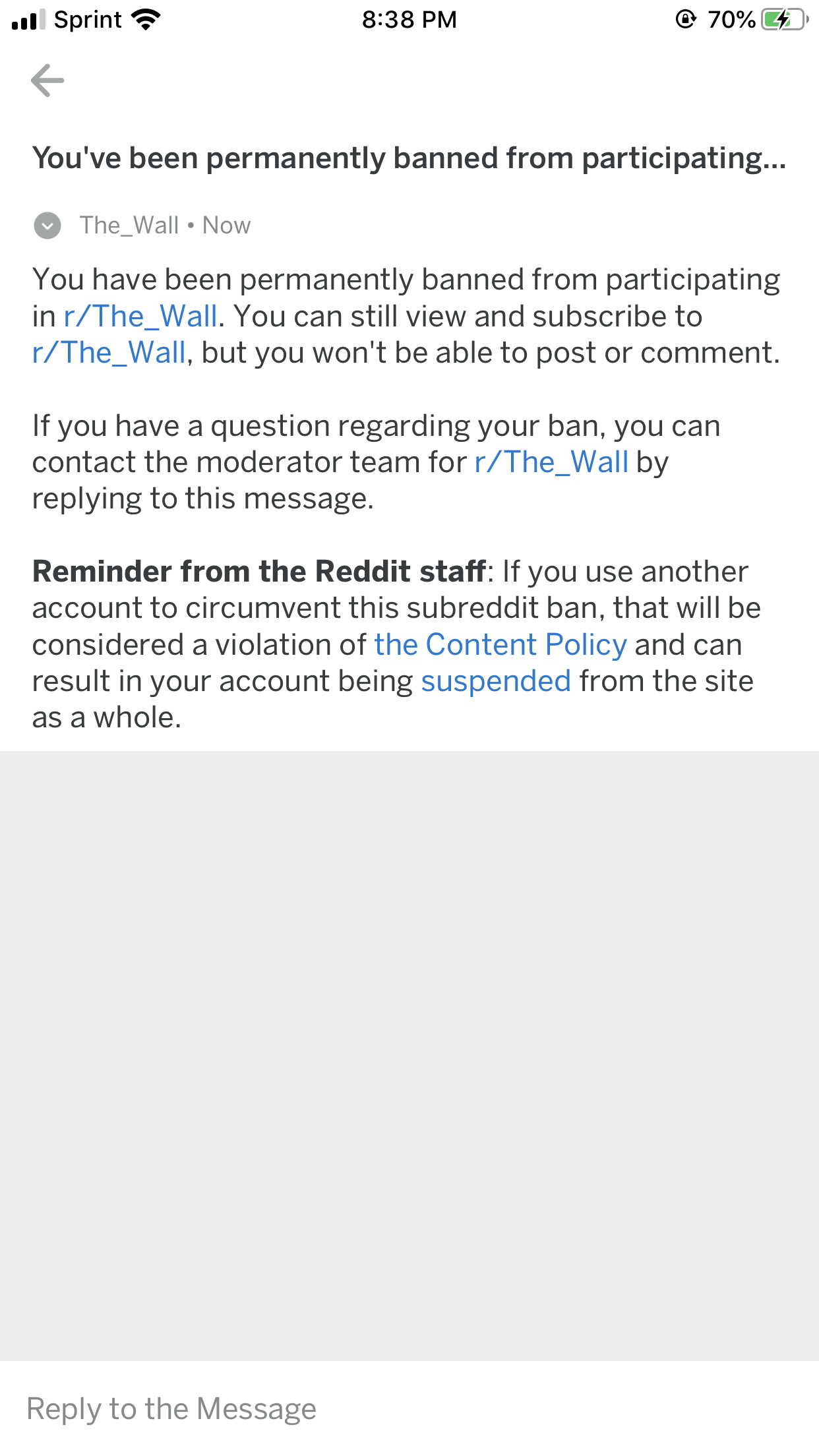 r/The_wall has banned me for no reason. I have a pretty spot on idea of why though. This ...