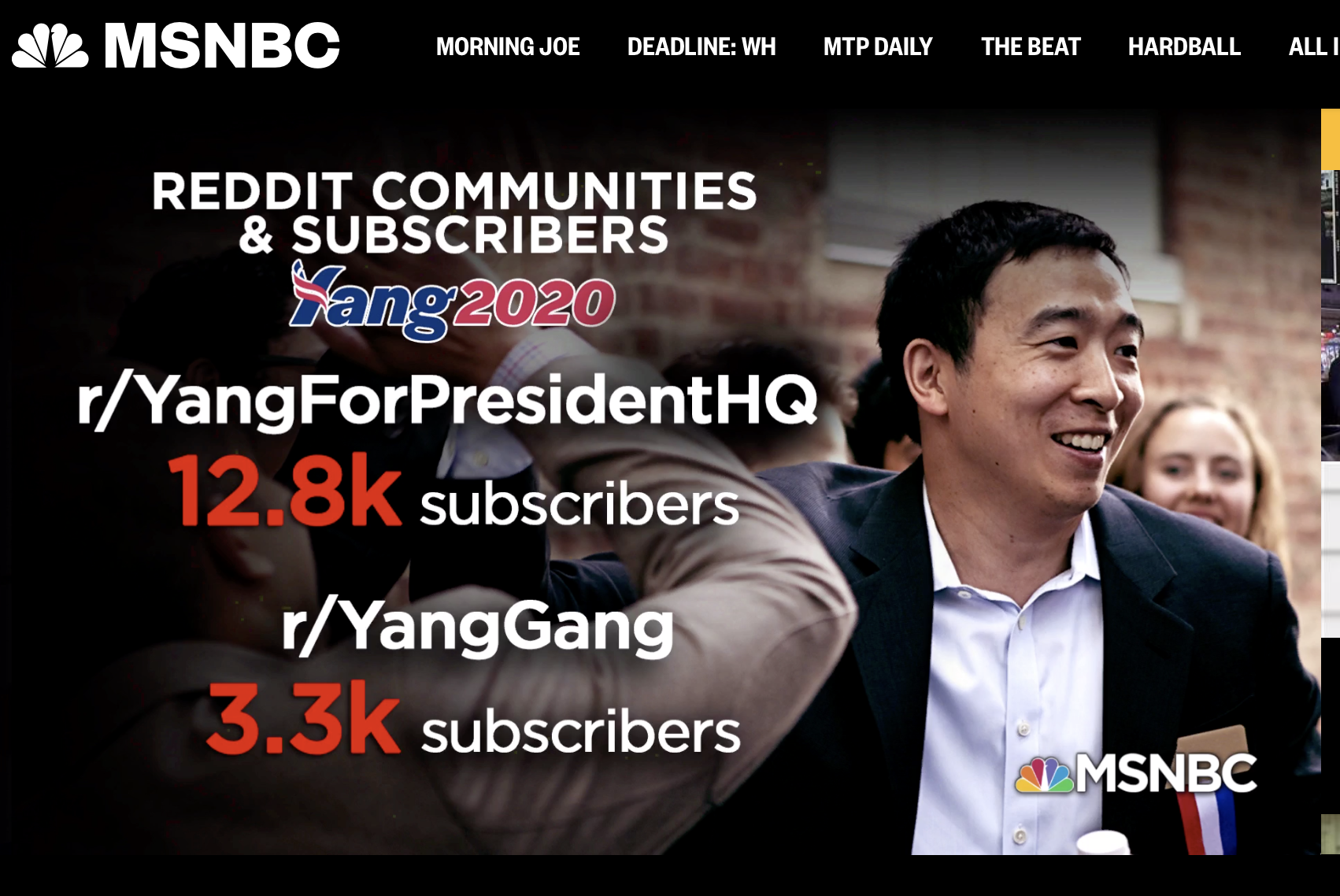 r/YangGang on MSNBC !!! (screenshot) | Scrolller