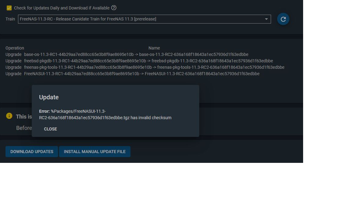 RC1 - RC2 web gui - update download fails | Scrolller