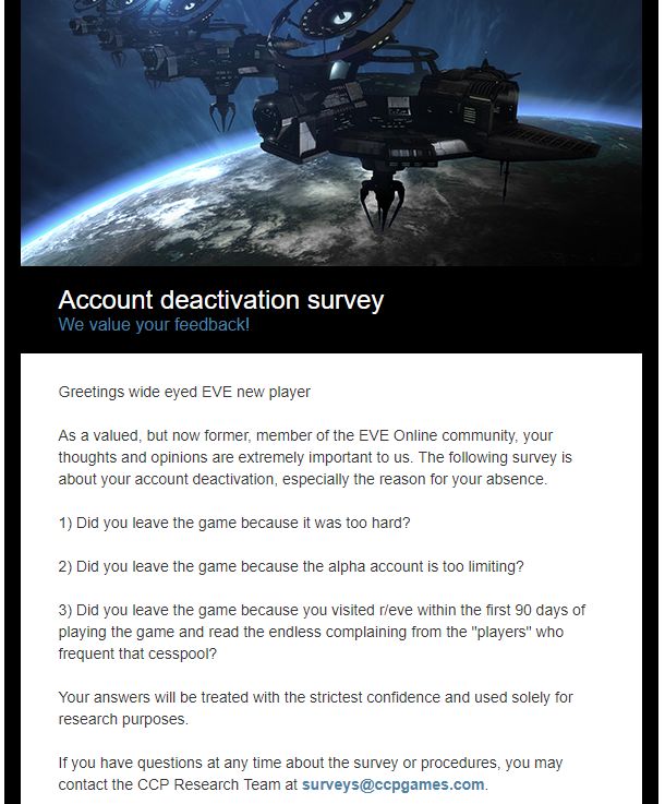 Received an email survey about EVE | Scrolller