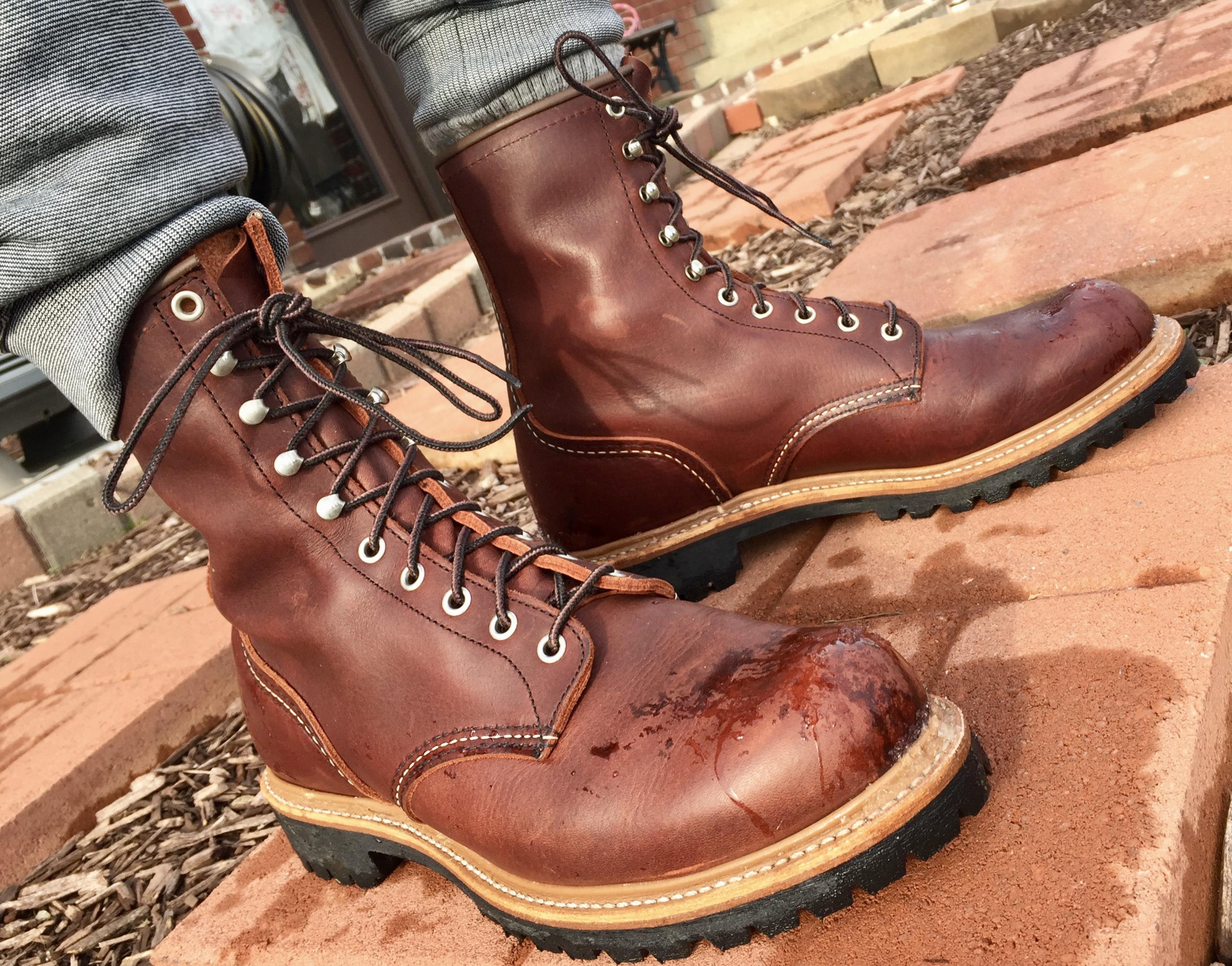 Red Wing 8" Loggers 4585 Briar Oil Slick Vibram Lug & Storm Welt | Scrolller