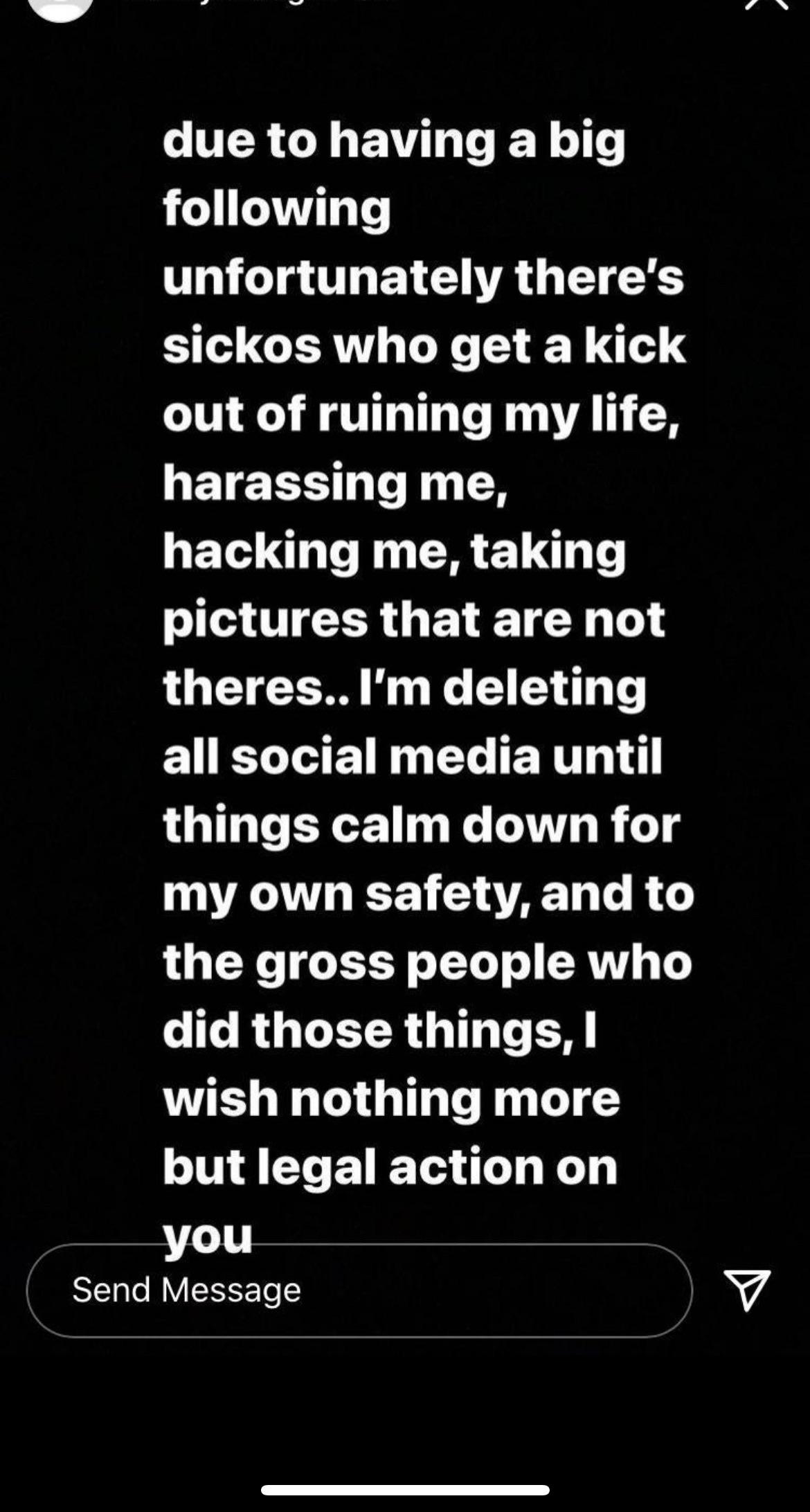 Apparently she got hacked and some of her personal photos got leaked. She posted and deleted ...