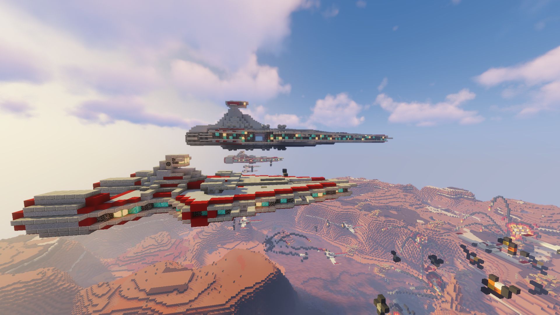 Republic Venator and LightCruisers deploying Z-95 HeadHunters to bomb AAT's and CIS Ground ...