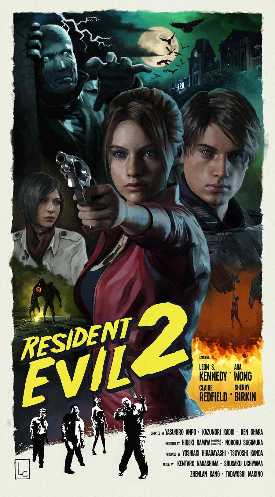 Resident Evil 2 (remake) Retro Poster | Scrolller