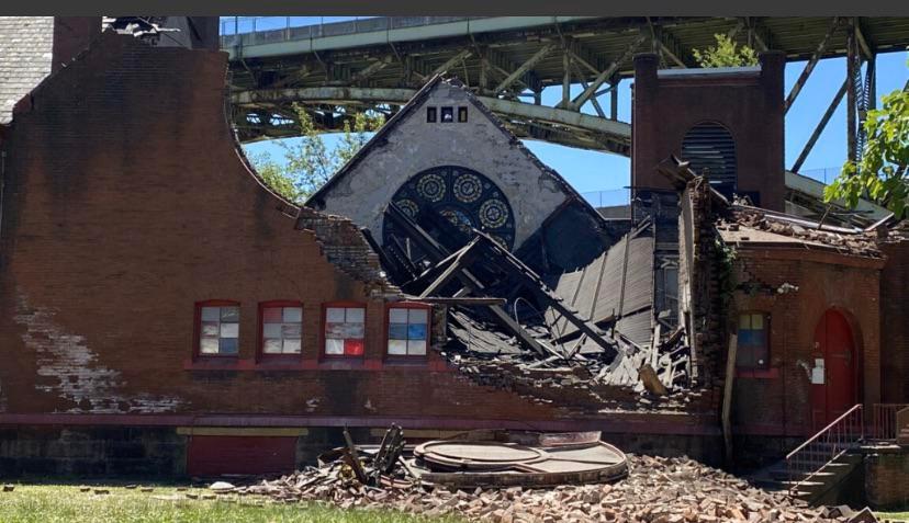 Roof collapse of 130-year-old Christian Fellowship Center Church in Woods Run, PA June 8, 2020 ...