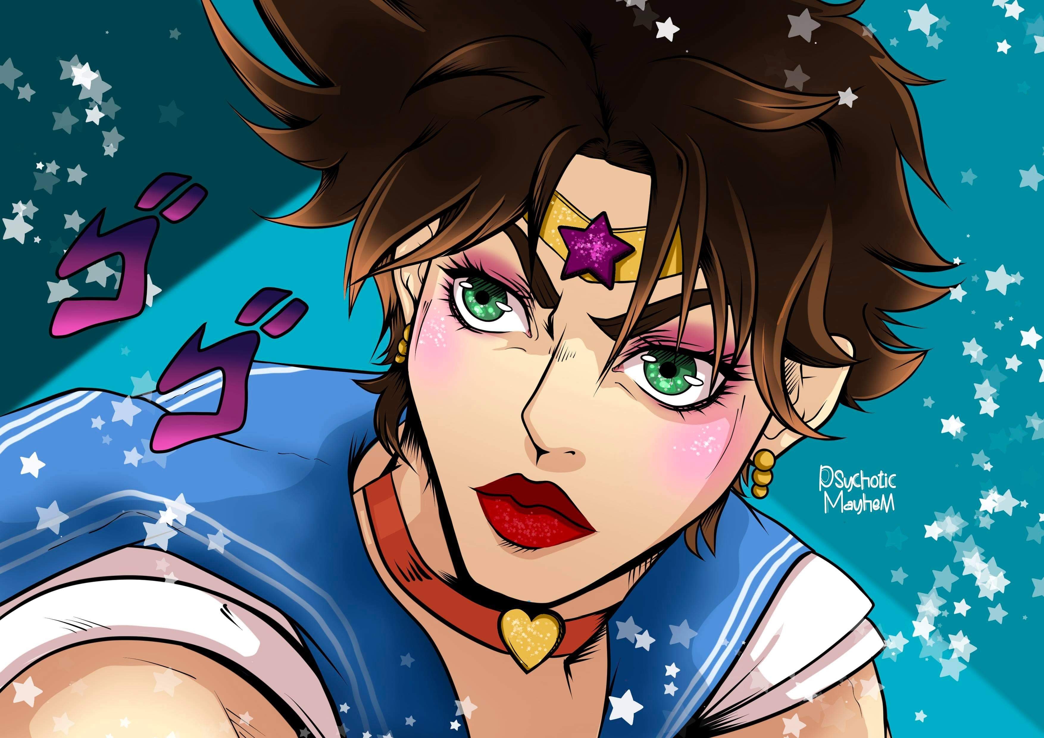 Sailor moon x JJBA redraw ft. Joeshep Joestar ⭐ slightly tempted to to the rest of the cast like ...