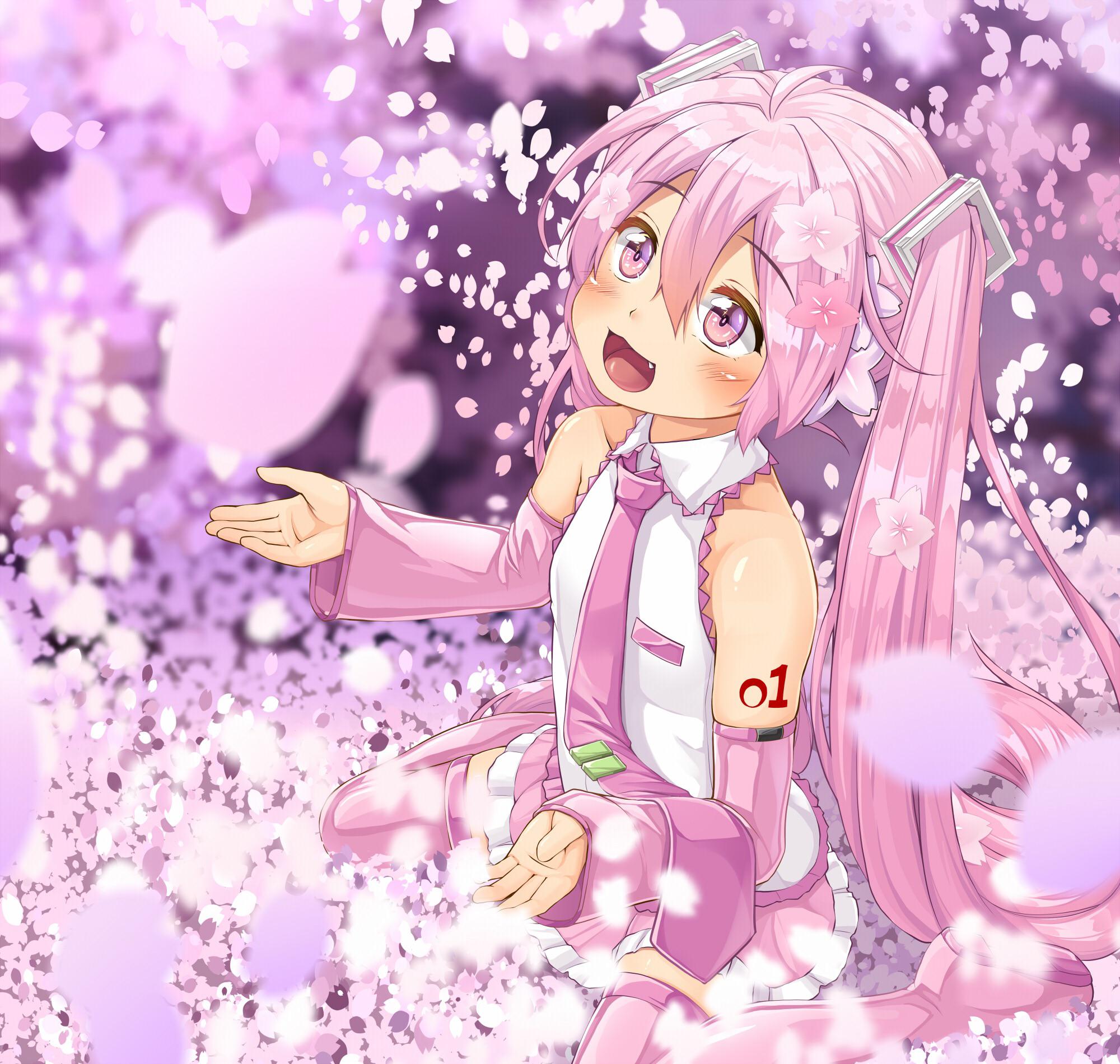 Sakura Miku with a cute little fang | Scrolller