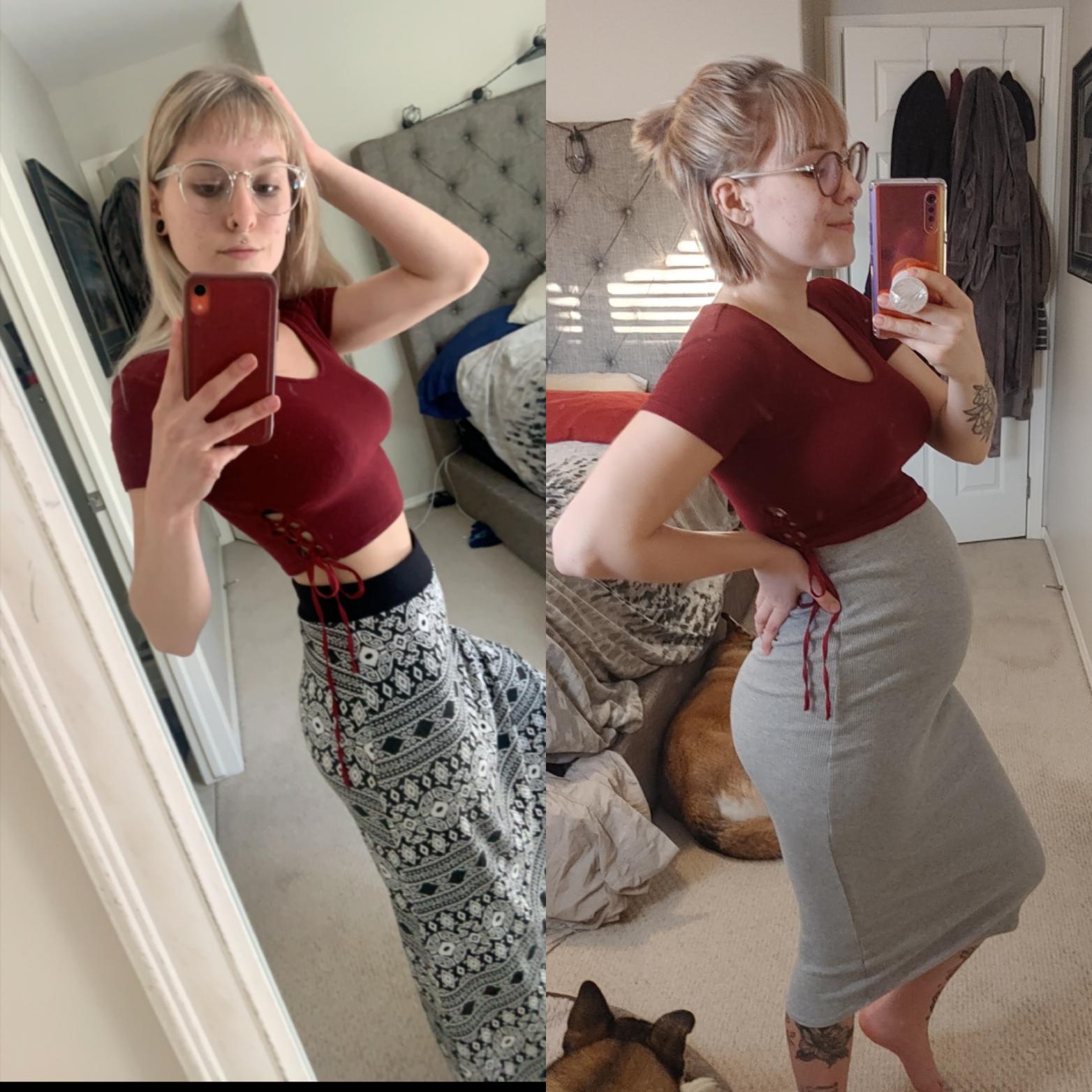 same top, different skirt. 10 month difference | Scrolller
