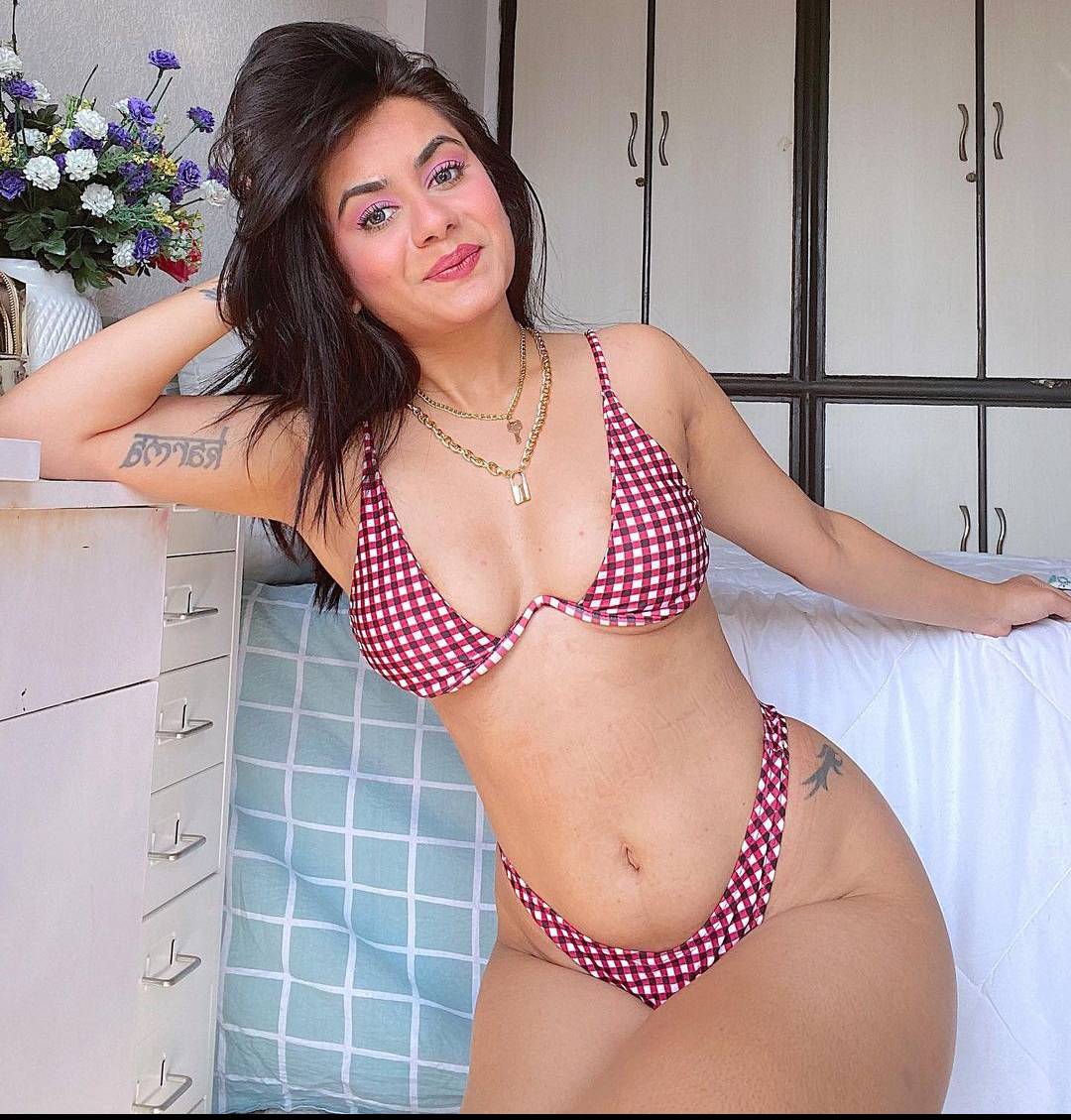 Samidha Singh navel in red bikini | Scrolller