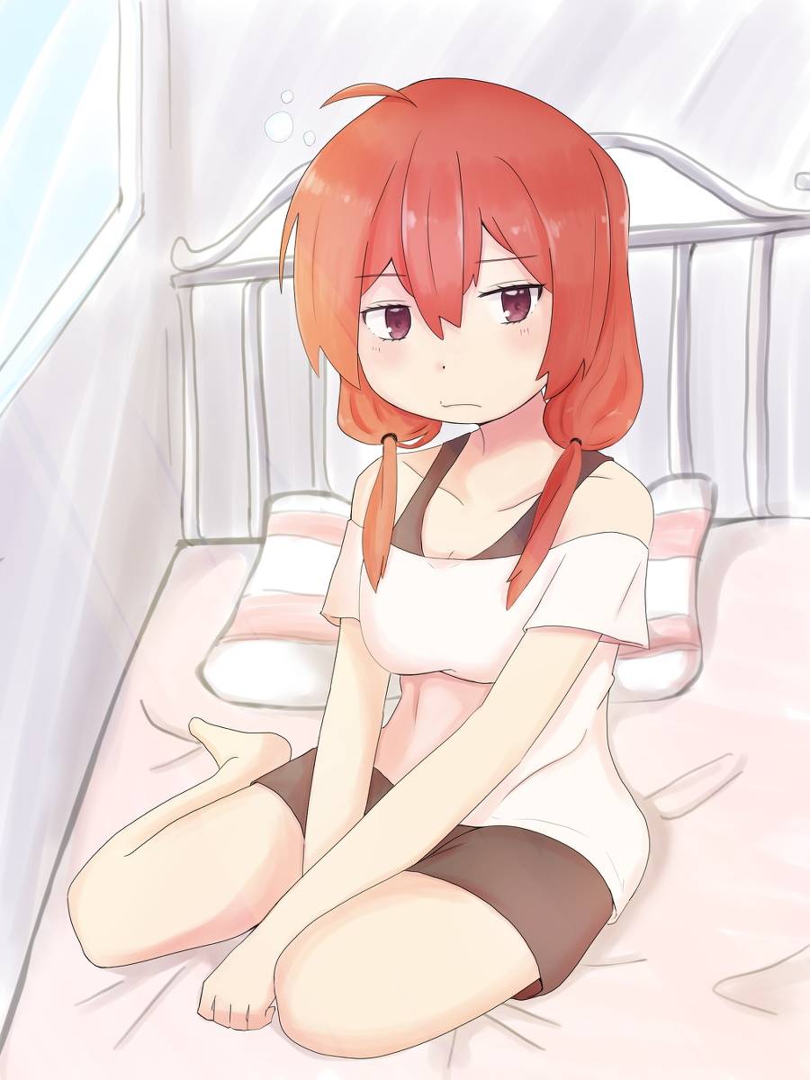 Satania sitting on her bed | Scrolller