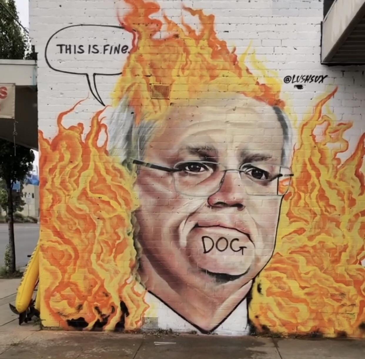 Scomo - Australian bushfires, Artist: Lushsux | Scrolller