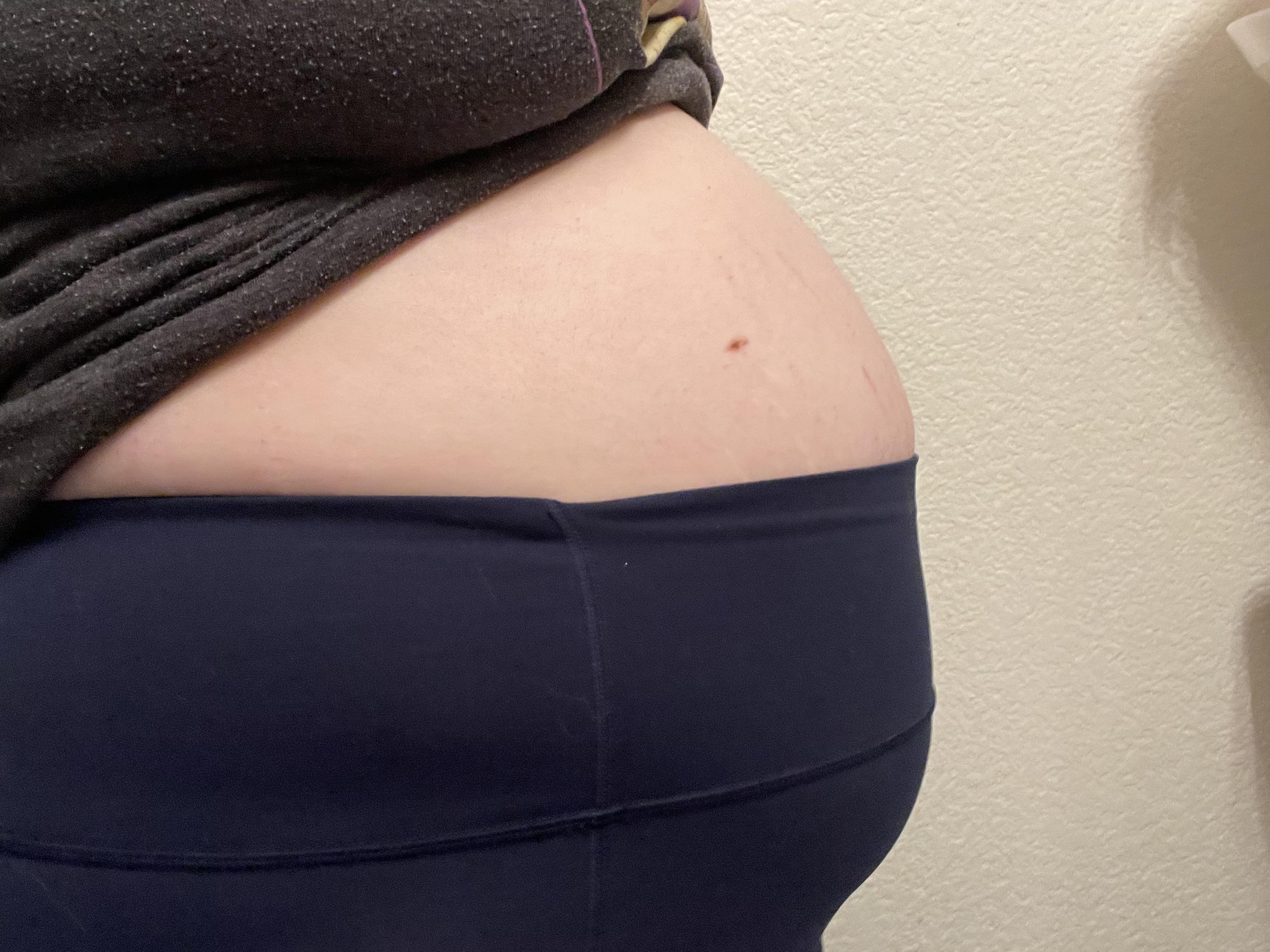Side view of my pregnant belly before stuffing | Scrolller