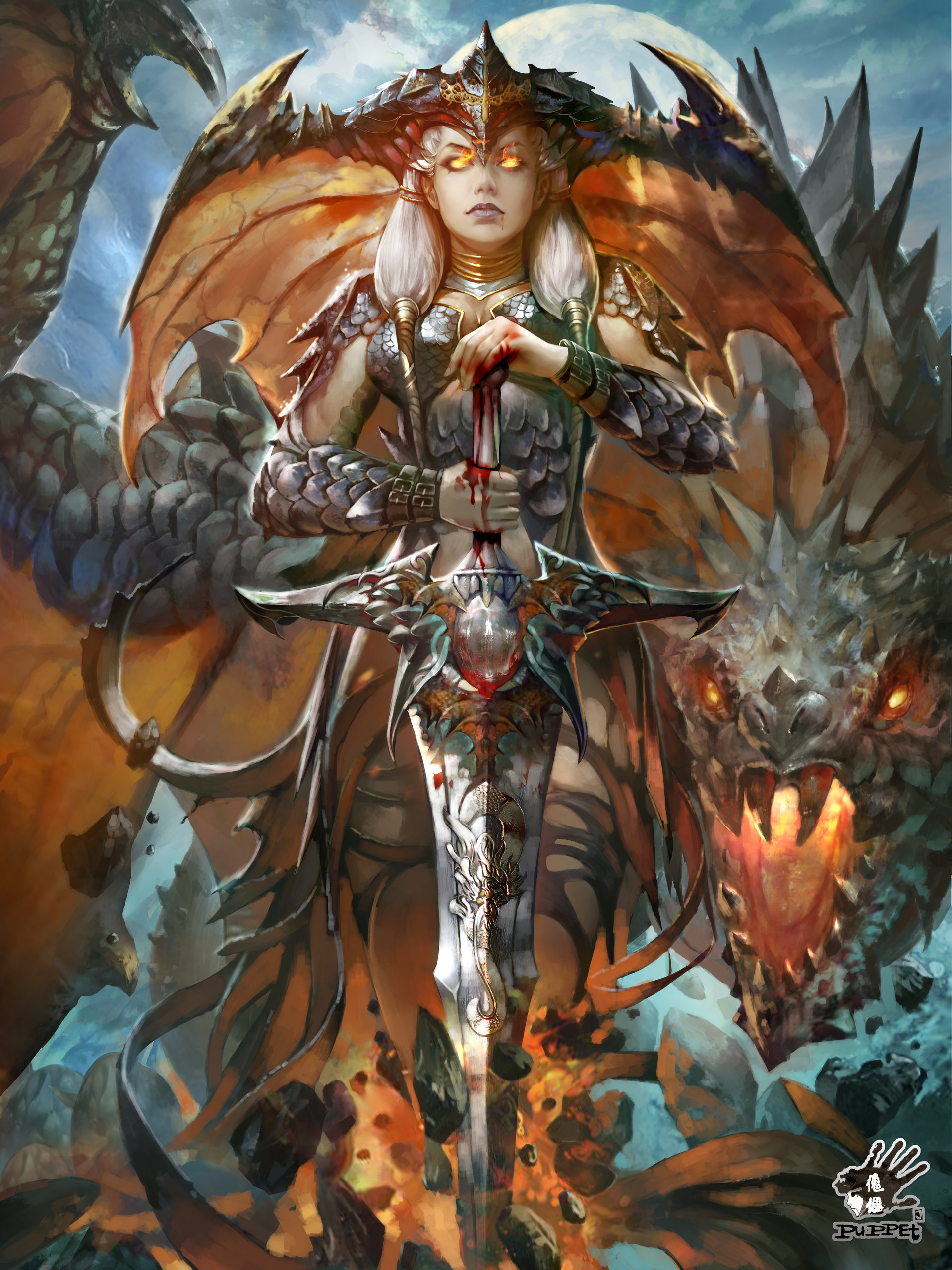 Silver Dragon Girl by Puppet WJ | Scrolller