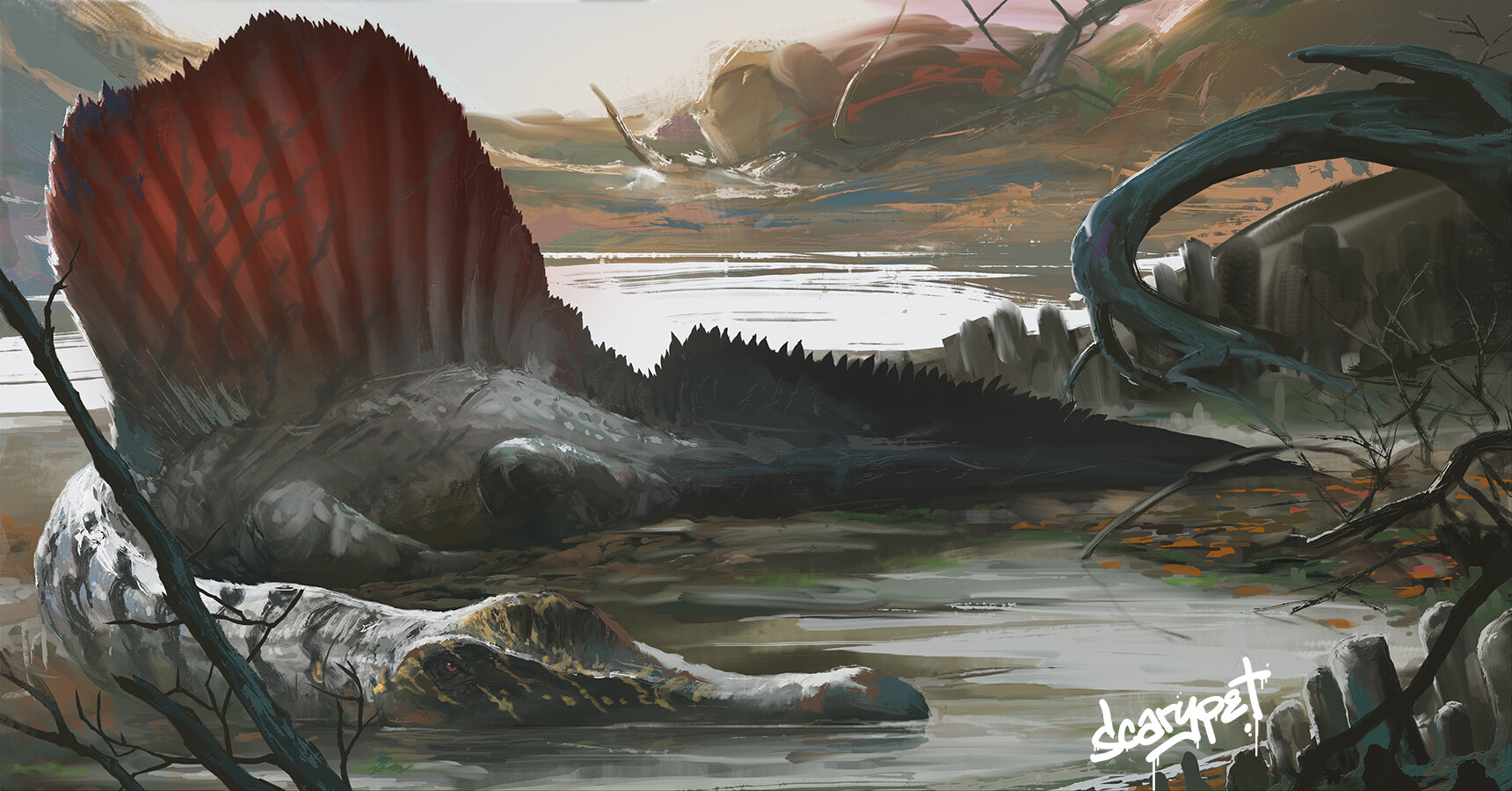 Sleepy Spinosaurus by Kitt Lapeña | Scrolller