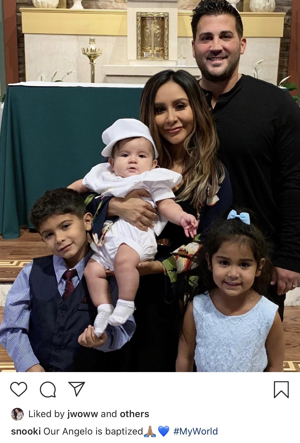 Snooki's family photo for Angelo's baptism | Scrolller