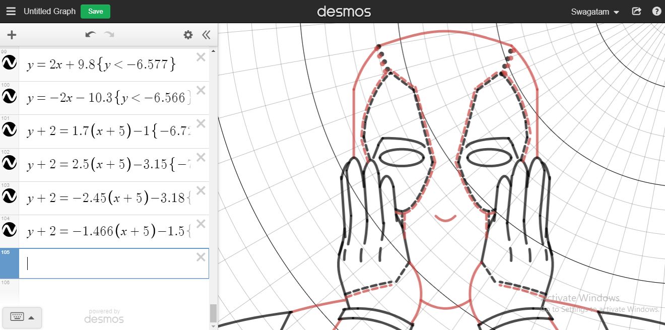 SO HOW IS THIS DESMOS DEADPOOL?? WOULD THIS LOOK BETTER IN REVERSE CONTRAST?? TOOK ME 5 HRS AND ...