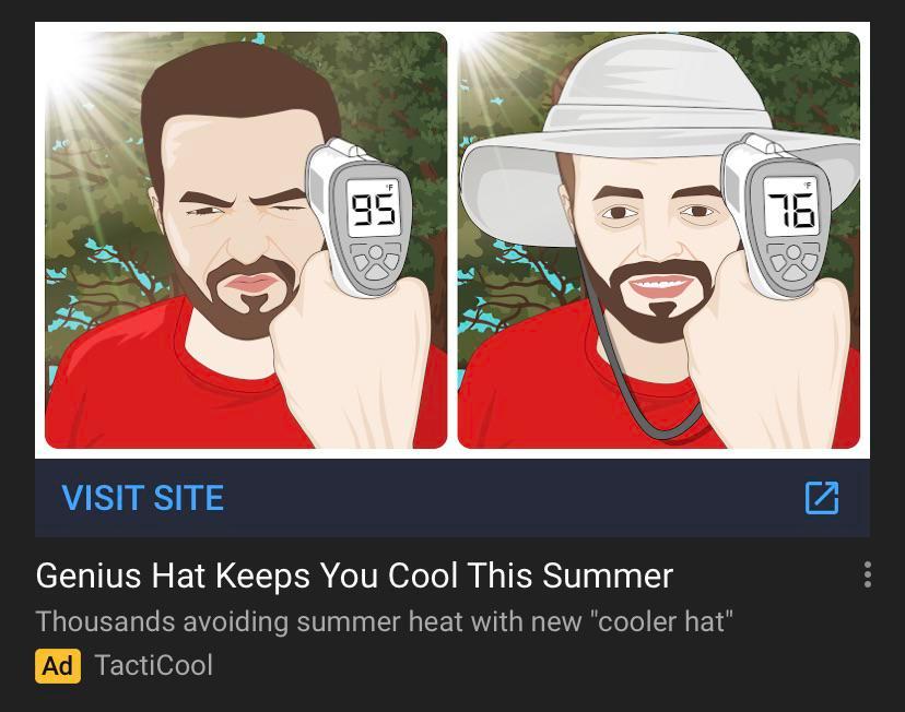 So the hat takes you from a normal body temperature, and cools you down to an unhealthy ...