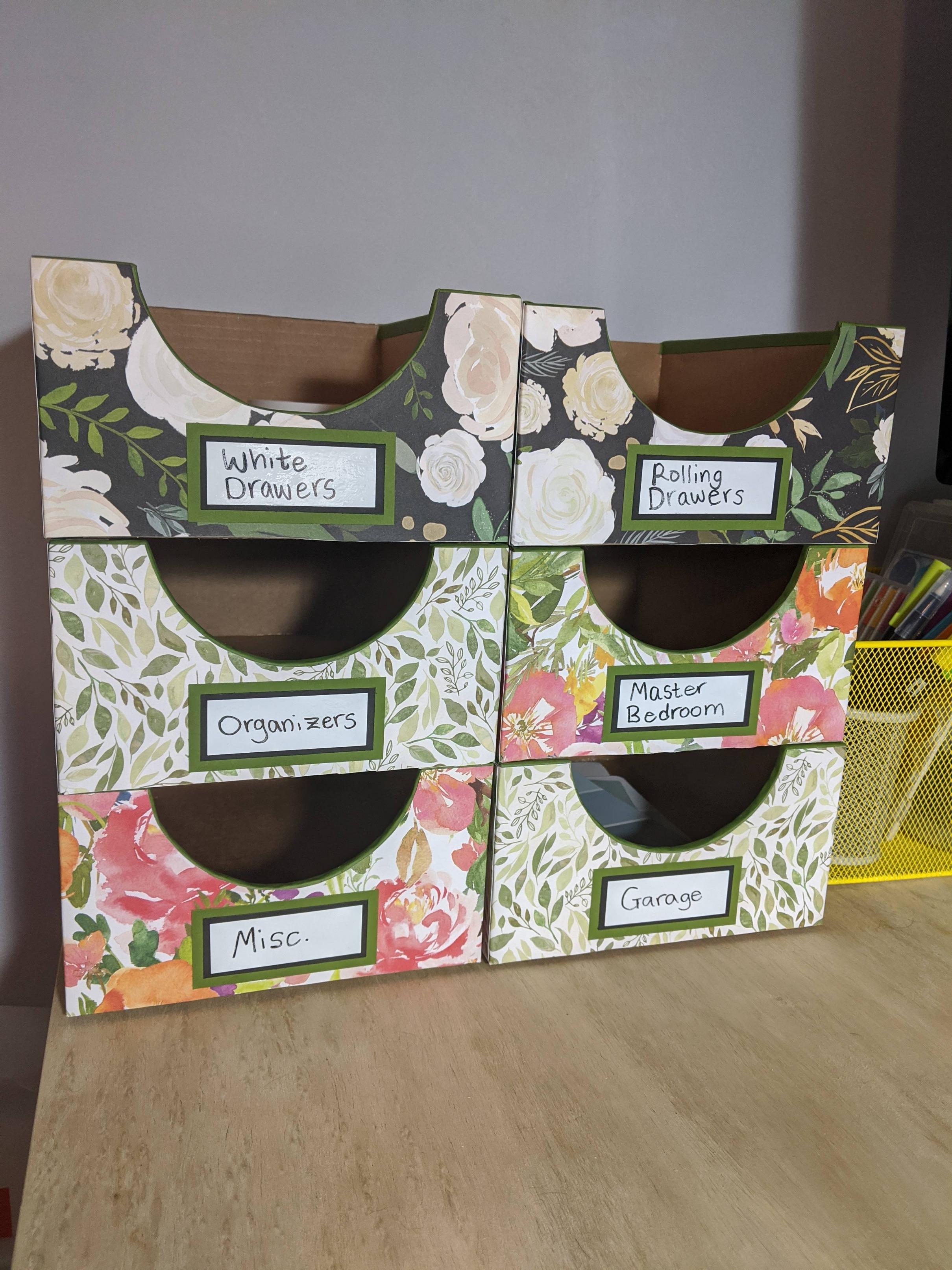 Some containers I made for my desk to manage all the items that accumulate. | Scrolller