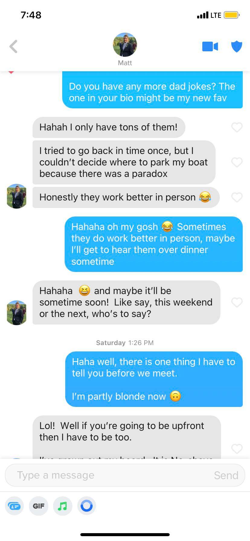 Sometimes the dad jokes work, we’re going on our third date tonight | Scrolller