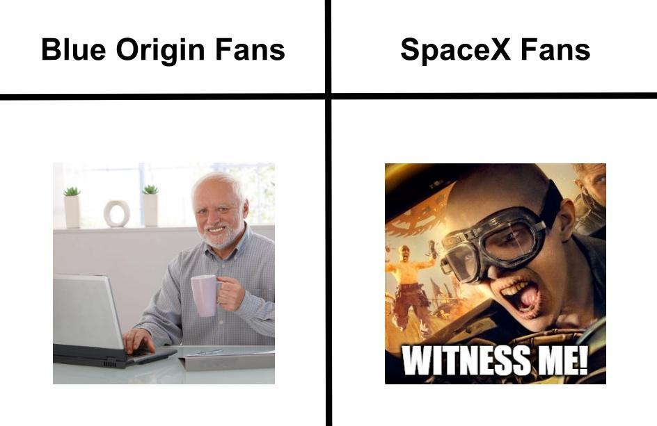 SpaceX vs. Blue Origin 🚀 Fans Meme | Scrolller SpaceX vs. Blue Origin 🚀 Fans Meme | Scrolller