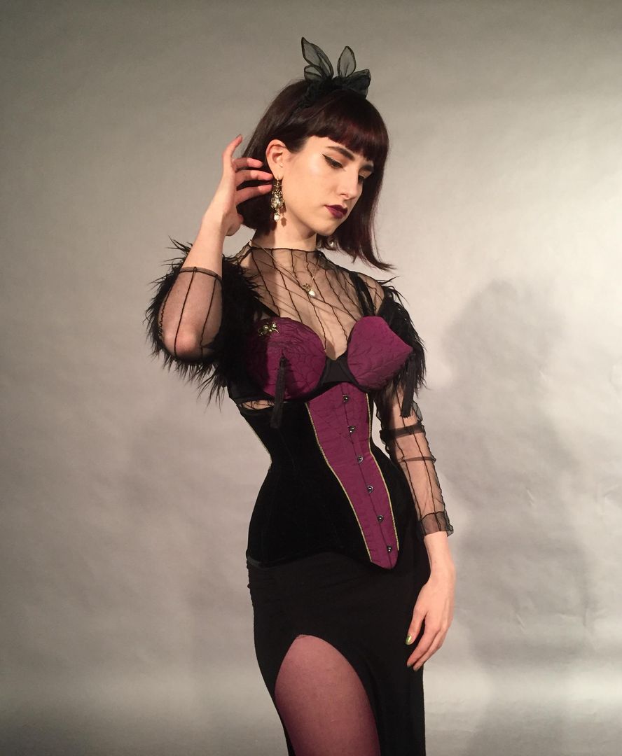 Spiderweb corset and bullet bra made by myself, modeled by myself ...