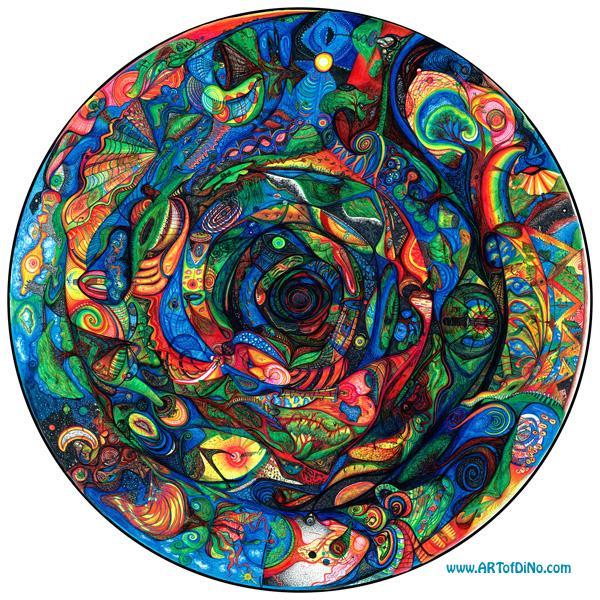 SPIRAEA... hand drawn INK for over a year.. with a pinhole PORTAL in the center.. a purely ...