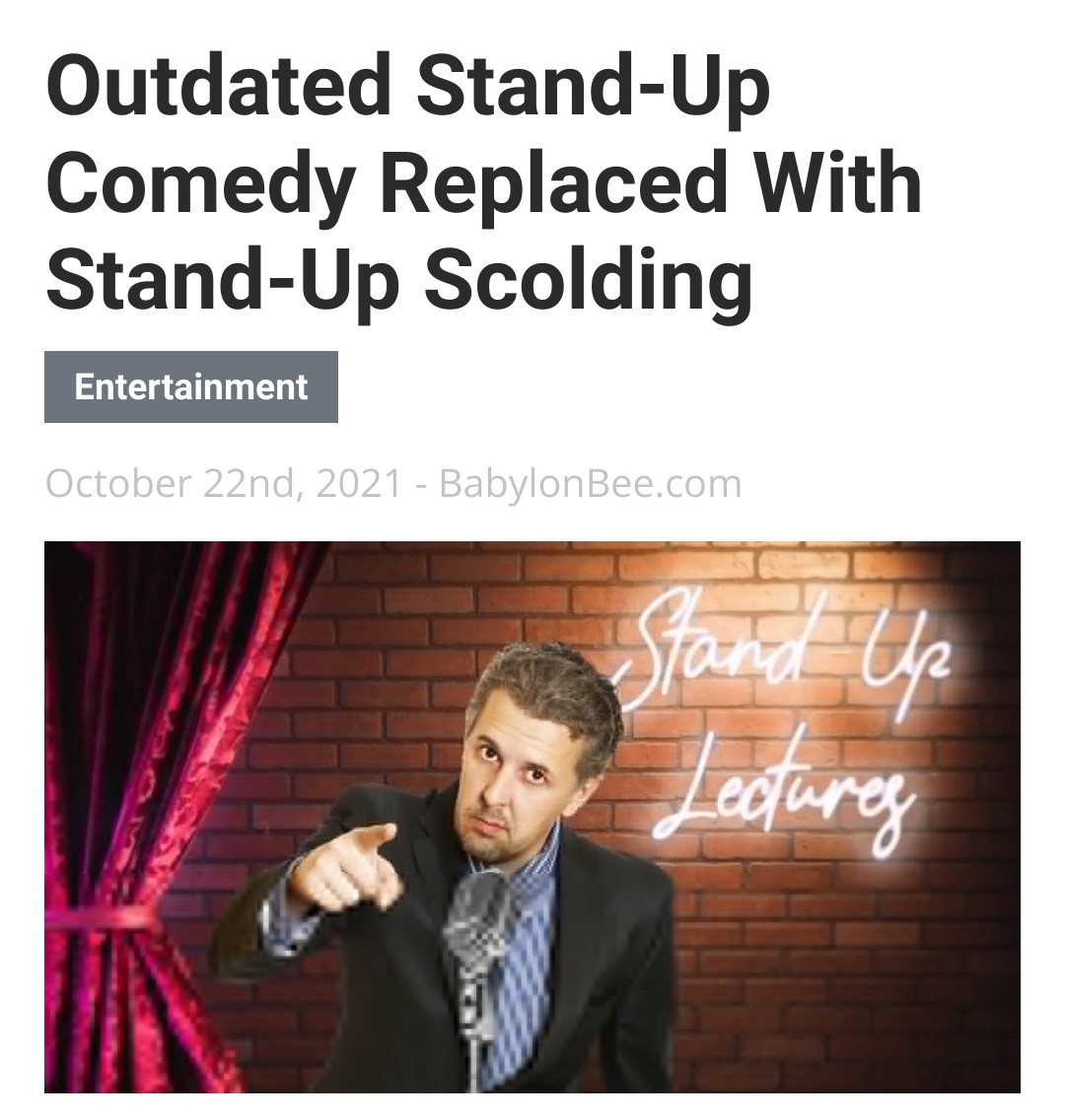 Stand-Up Comedy Replaced With Stand-Up Scolding | Scrolller