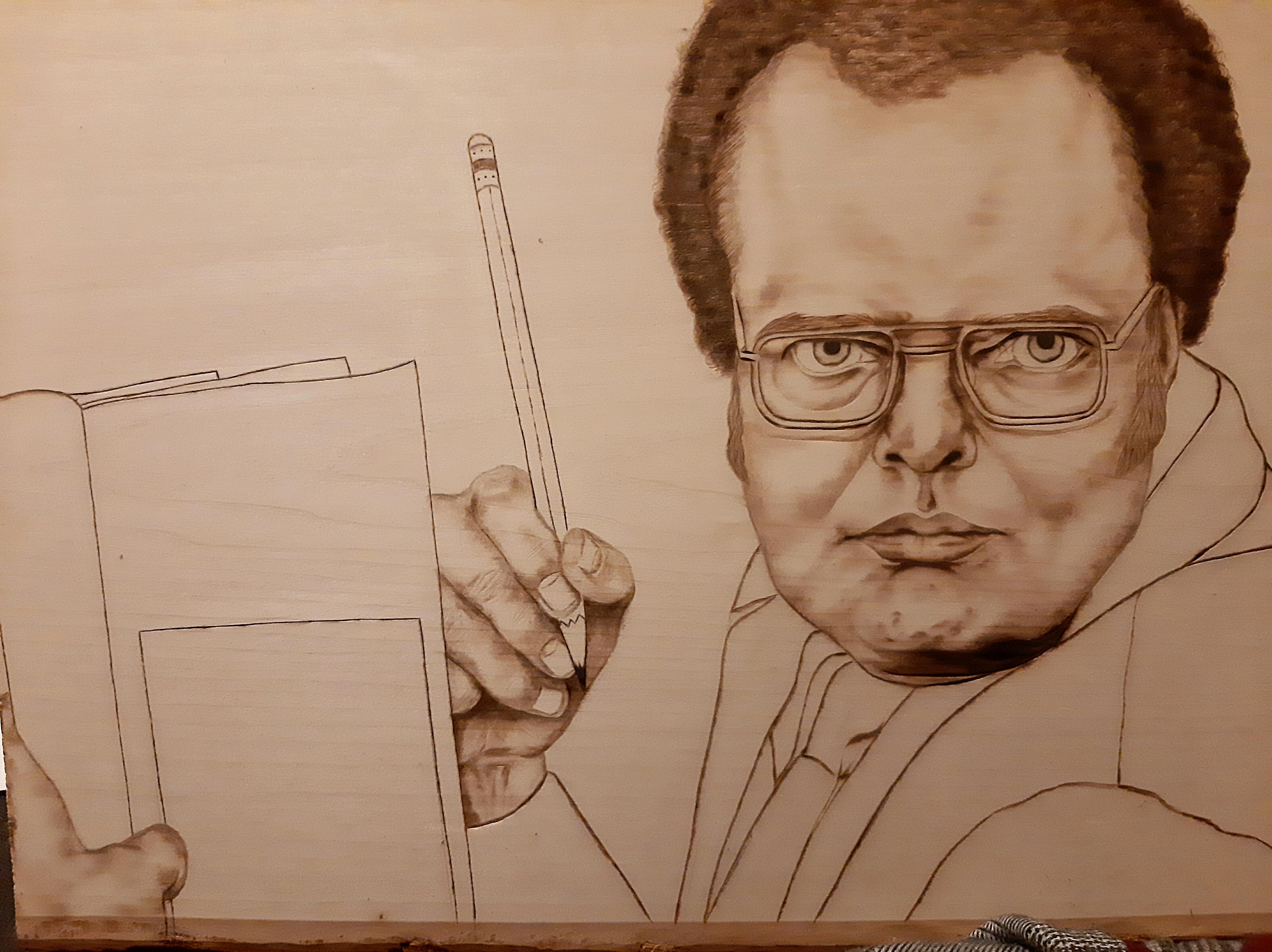 "Stanley Dwight" woodburning in progress | Scrolller