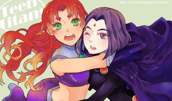 Starfire and Raven art by 鹿野 | Scrolller