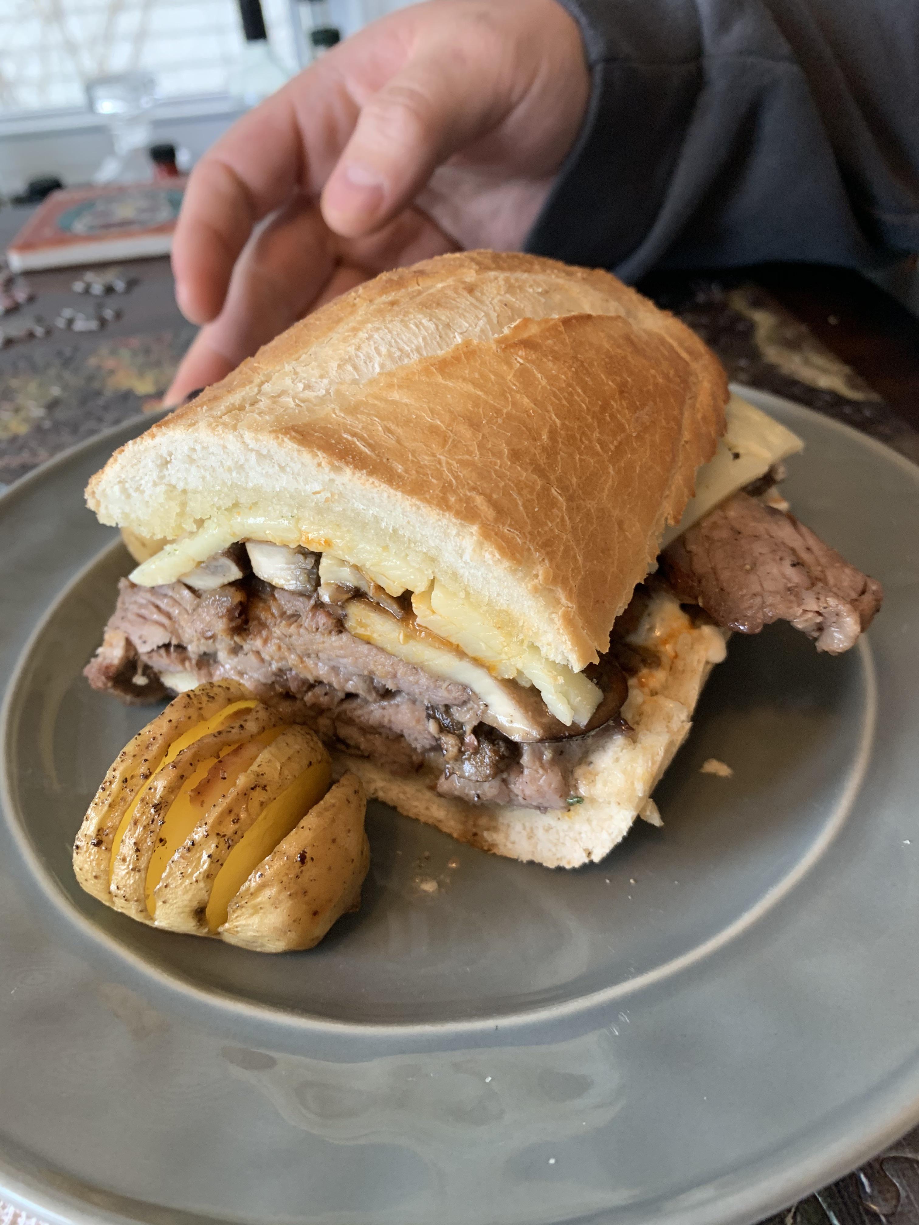 Steak sandwich w/ shrooms and provolone | Scrolller