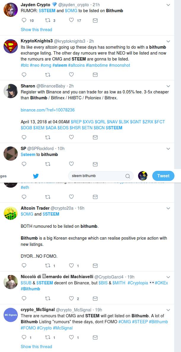 Steem/Bithumb rumors everywhere on Twitter.Any info? | Scrolller