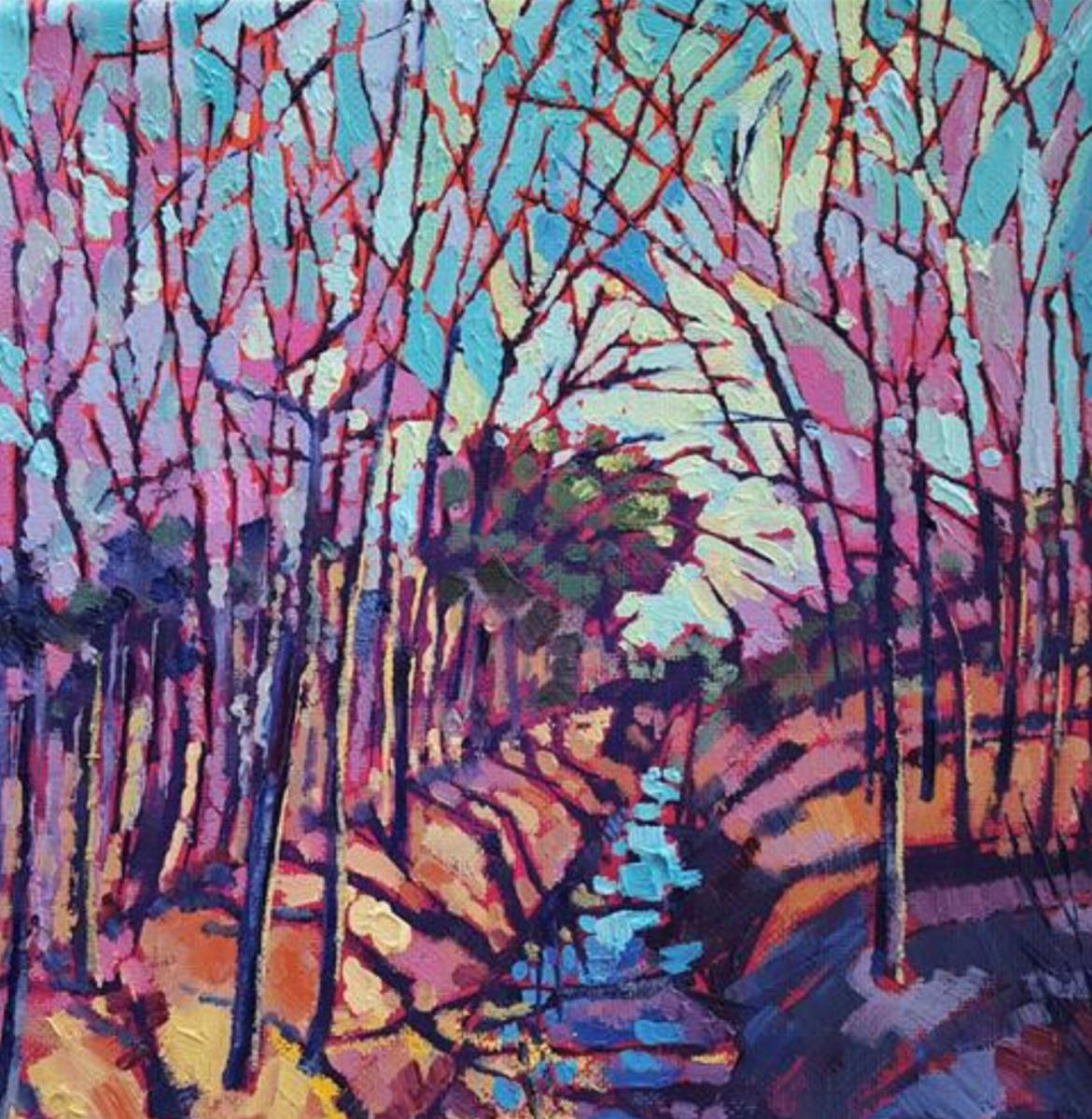 "Streaming", oil, 8 x 8 x .5 inch, artist: bhavna misra | Scrolller