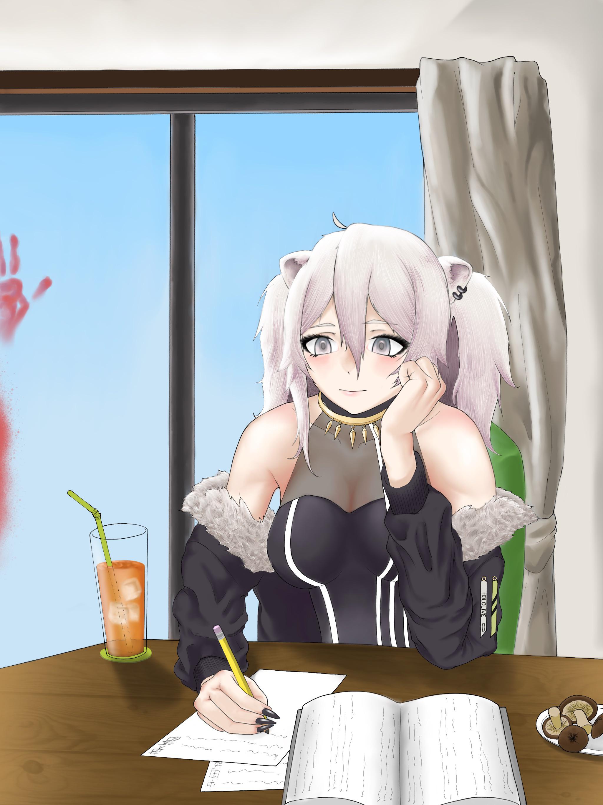 地白さん Studying Hard | Scrolller