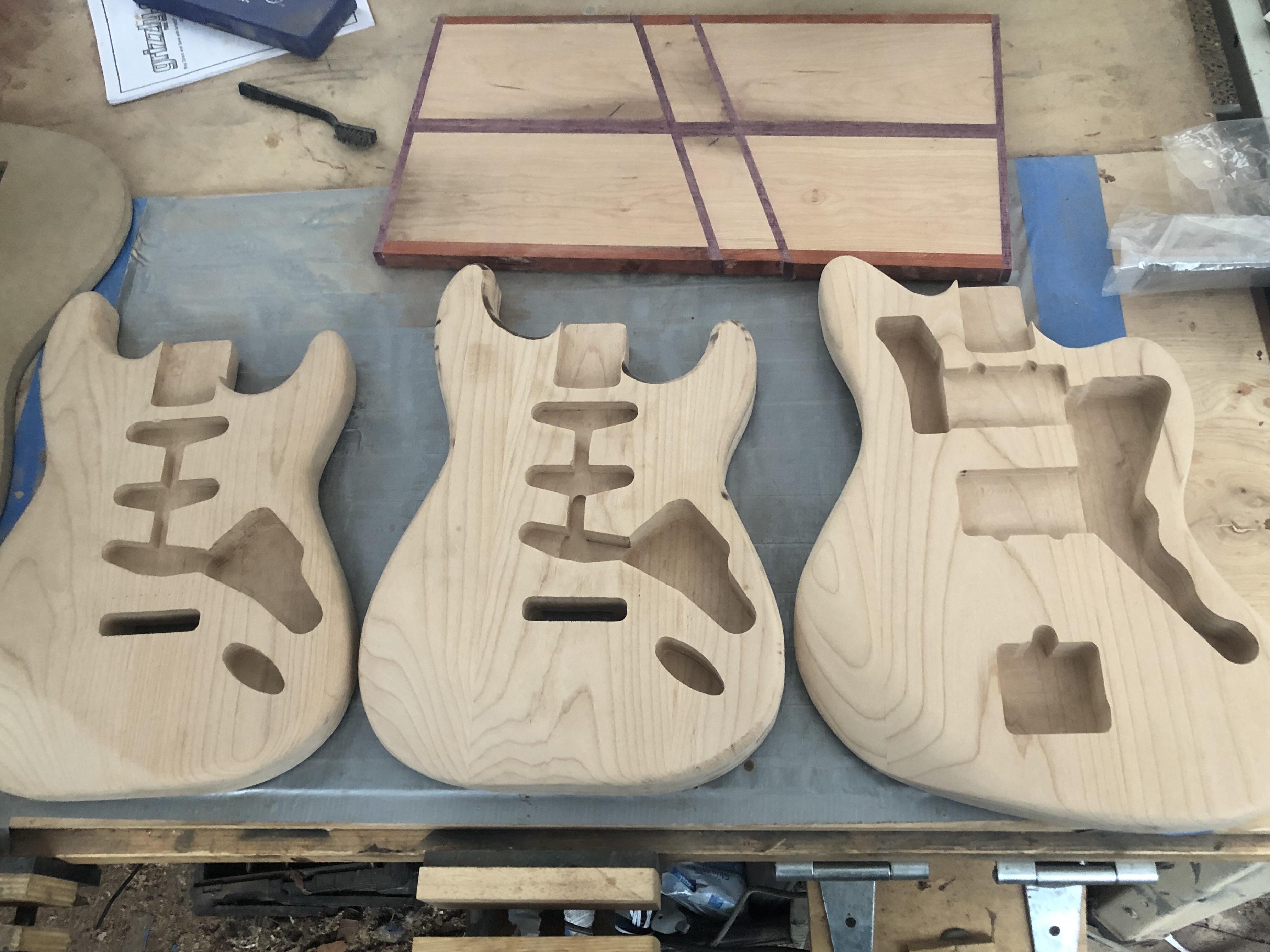 Super strat, 1962 strat, and 1958 jazzmaster. Not bad for 2 days work!! Not counting the time ...