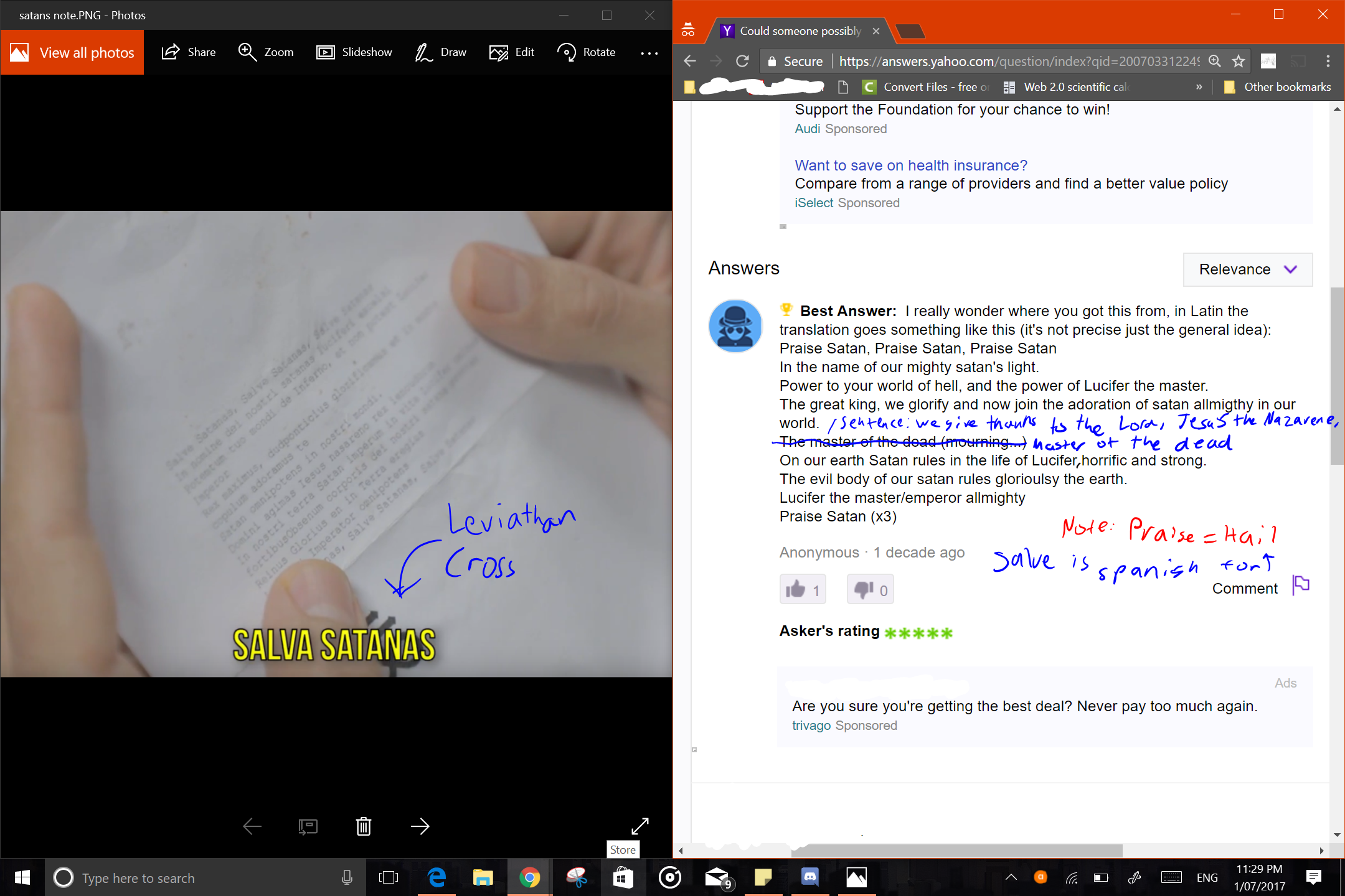 Suptic's Satan note, translated | Scrolller