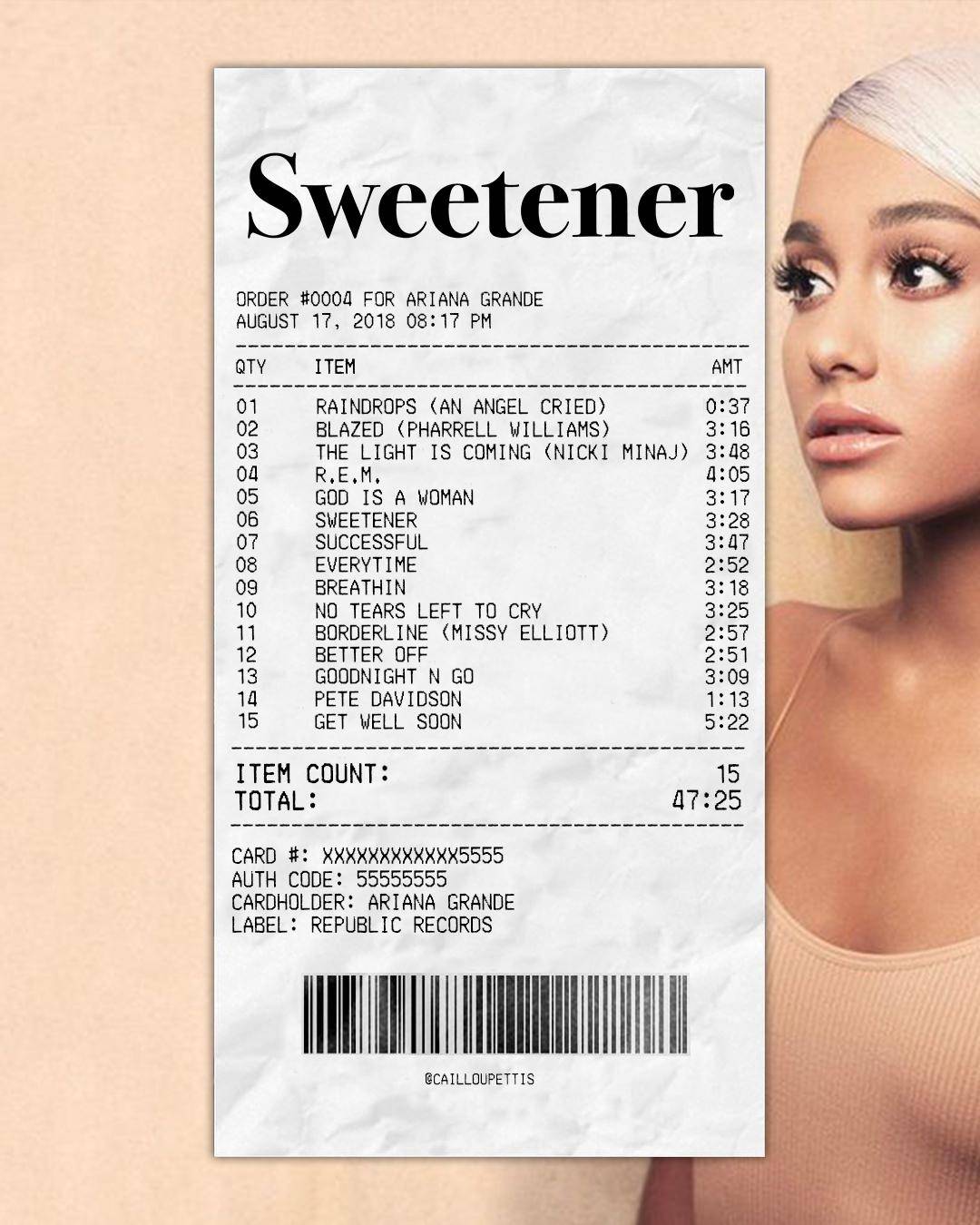 Sweetener Album Receipt | Scrolller